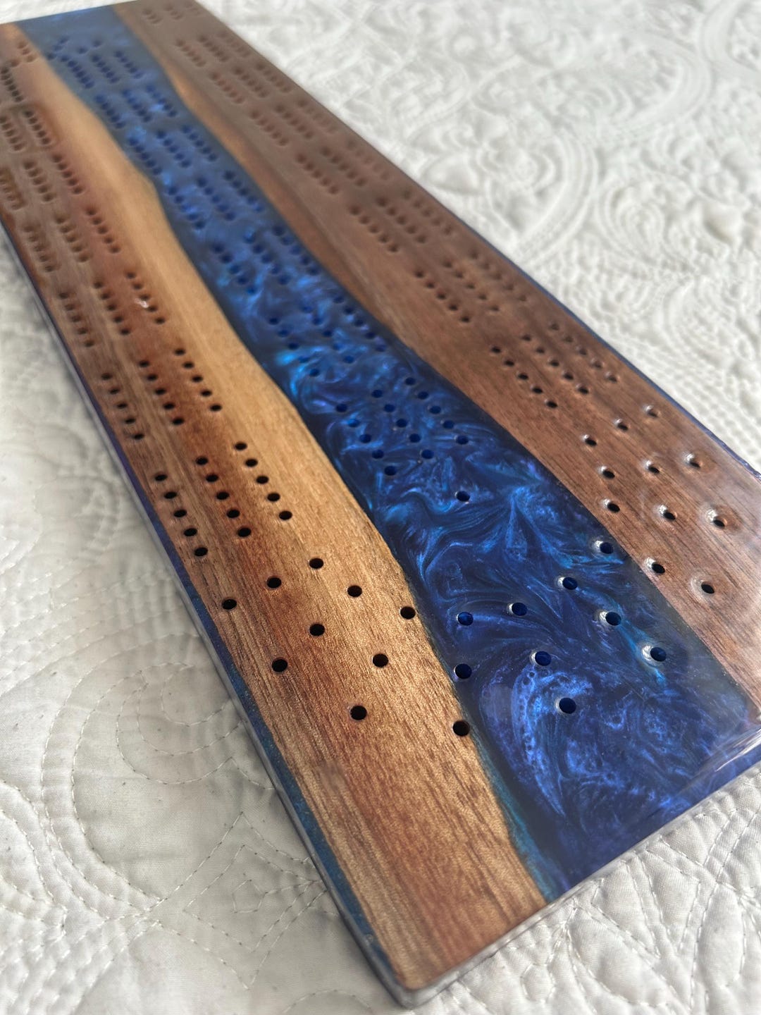 Customizable Epoxy Resin Walnut River Cribbage Board - Etsy