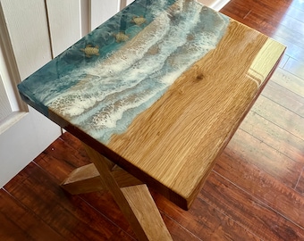 Ultra Realistic Blue Ocean Resin Table Round Epoxy Ocean Coffee Table ...