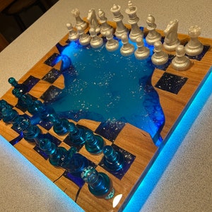Customizable Epoxy Resin Chess Board With Led Lights - Etsy