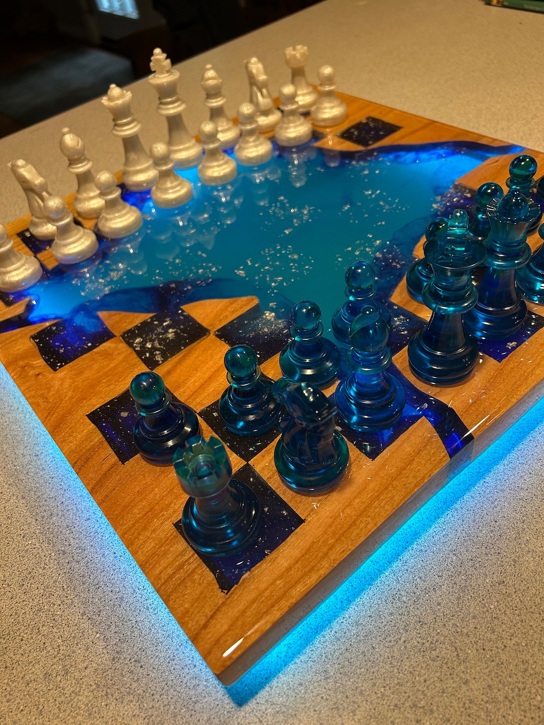 Customizable Epoxy Resin Chess Board With Led Lights - Etsy