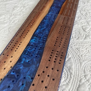 Customizable Epoxy Resin Walnut River Cribbage Board - Etsy