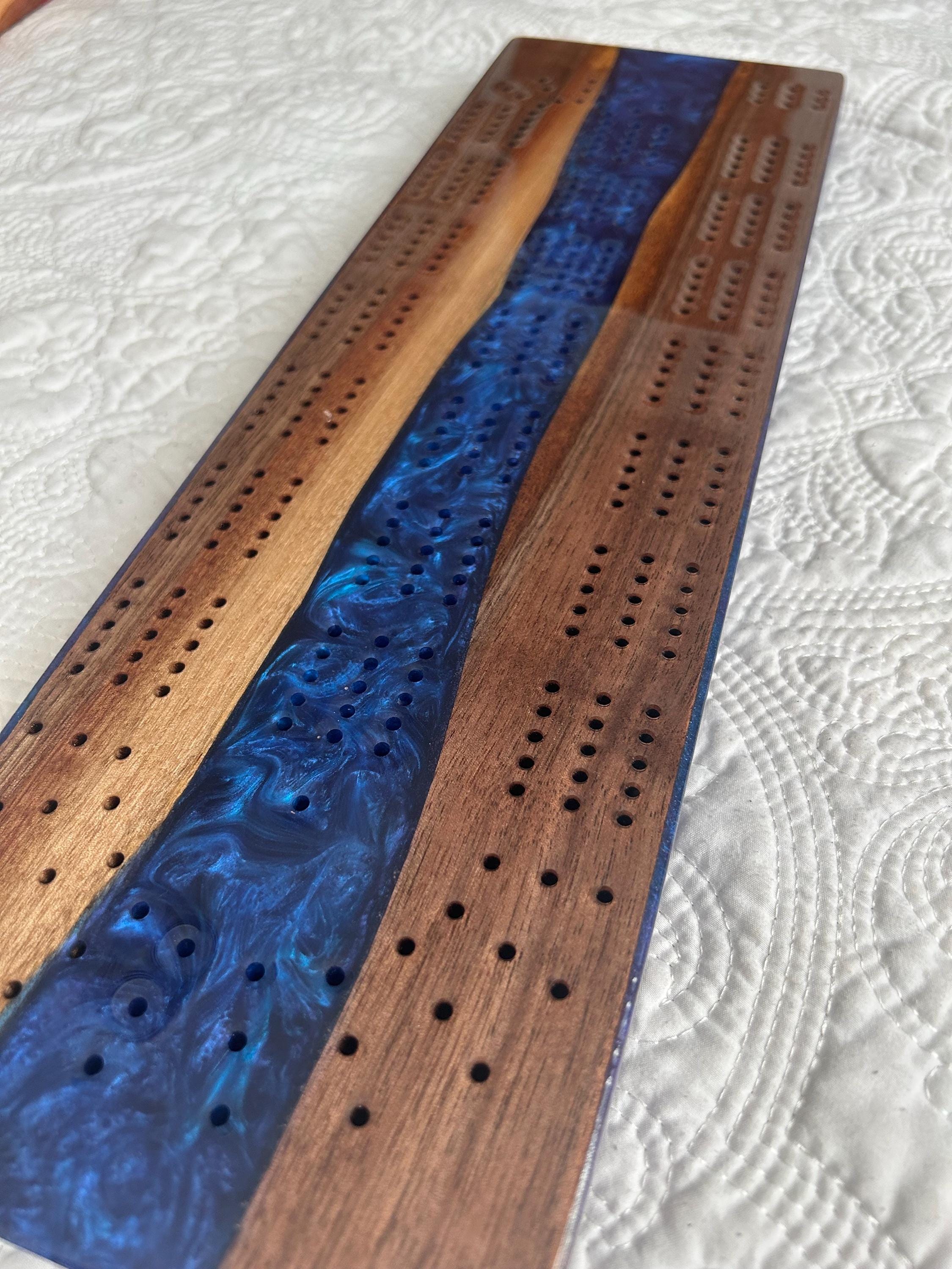 Customizable Epoxy Resin Walnut River Cribbage Board - Etsy