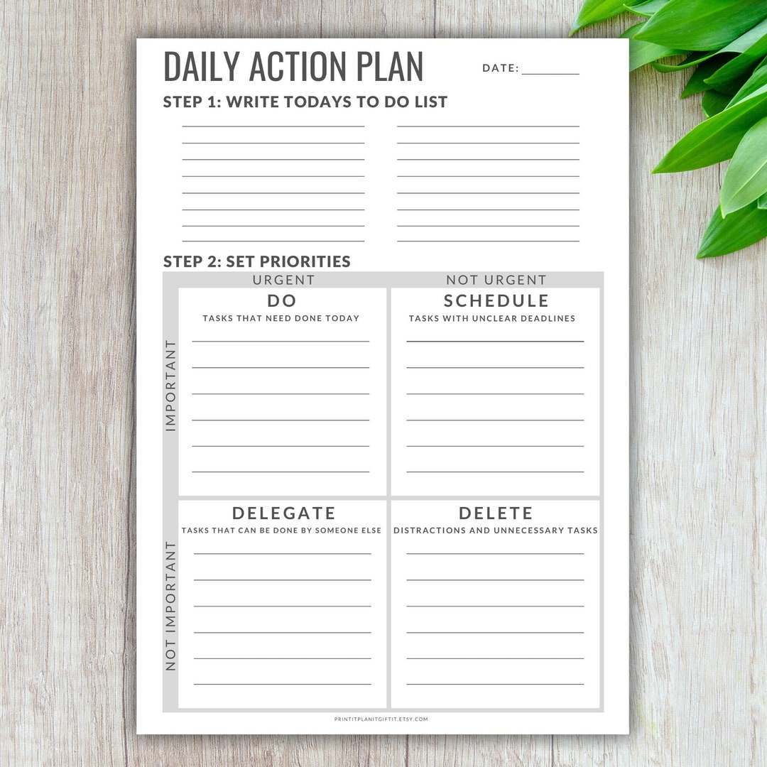 Daily Action Planner - Etsy