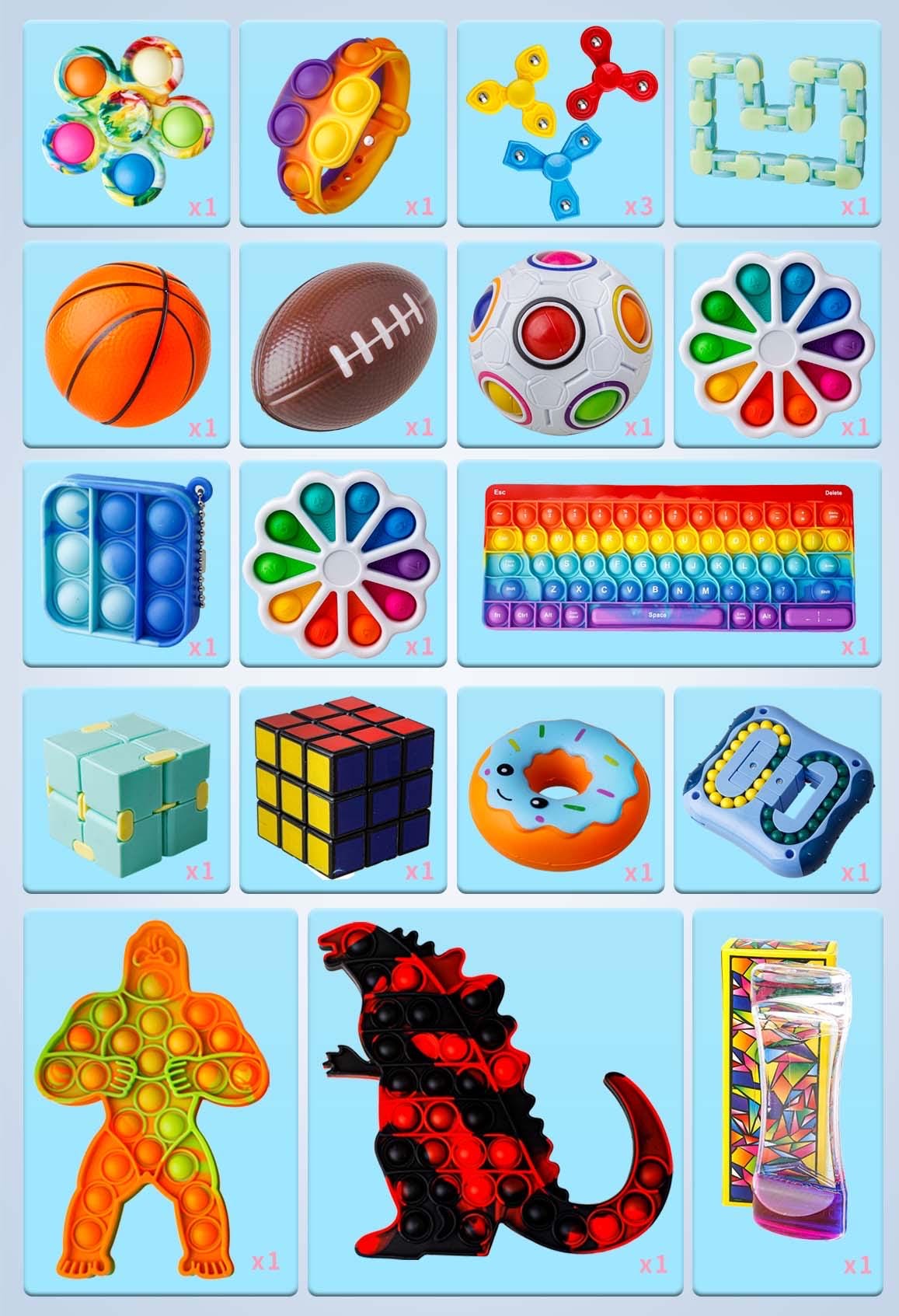 20 Pcs Fidget Toys Giftpack Stocking Stuffers for Kids, Gifts for Kids ...