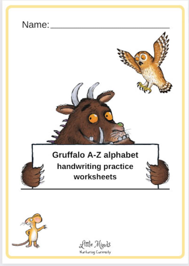 Gruffalo A-Z Handwriting Practice Sheets. Digital Download in PDF. Make ...