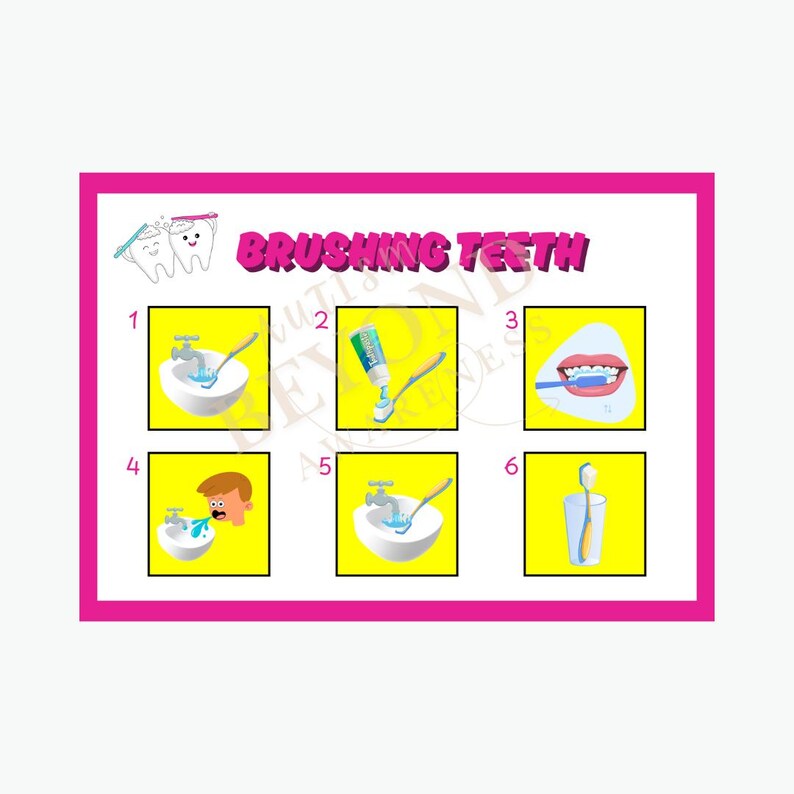 Teeth Brushing Visual Schedule, Daily Routine, Morning Routine, Special ...