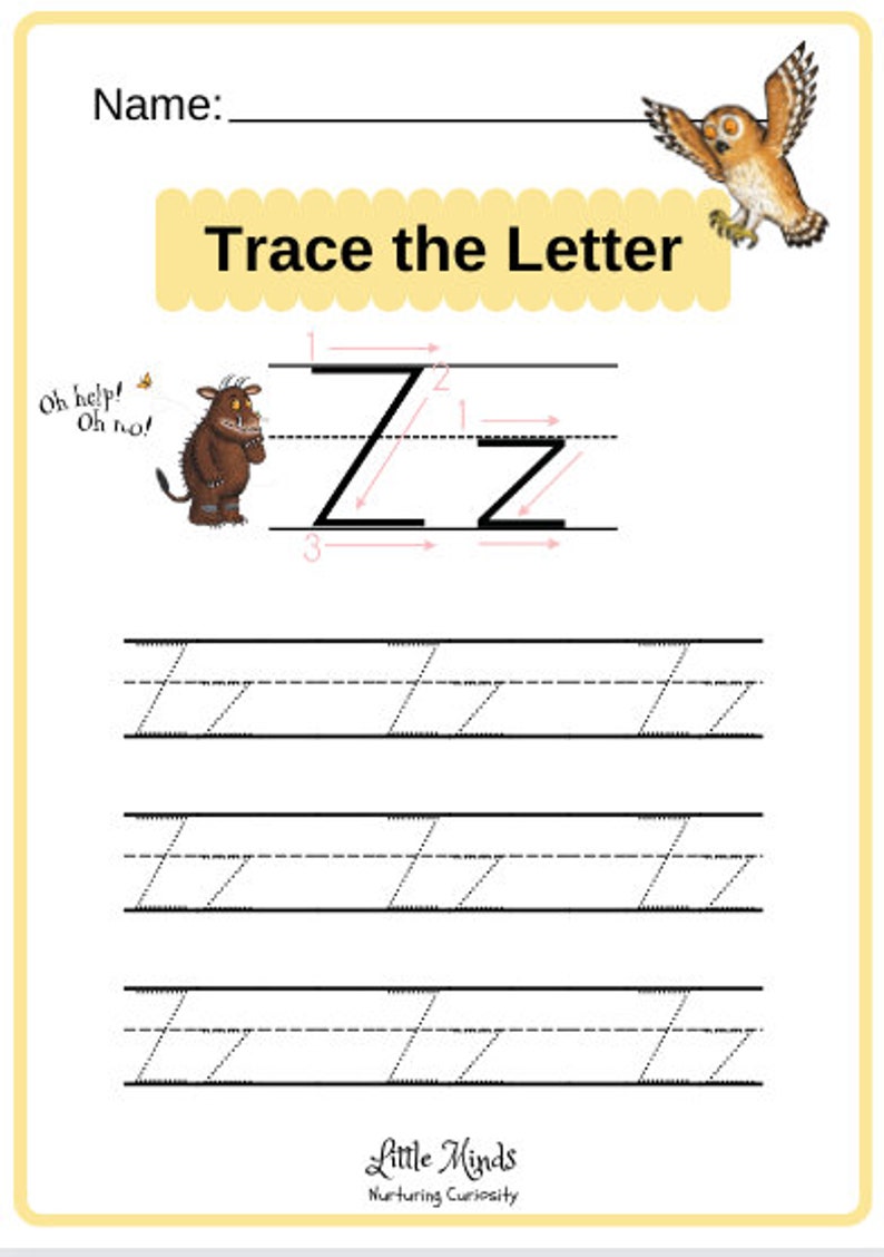 Gruffalo A-Z Handwriting Practice Sheets. Digital Download in PDF. Make ...