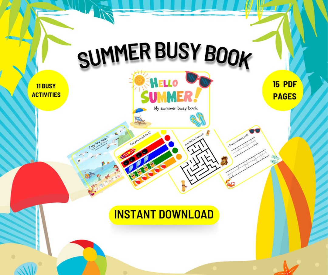 Summer Busy Book, Toddler Busy Book, Preschool Worksheets, Toddler ...