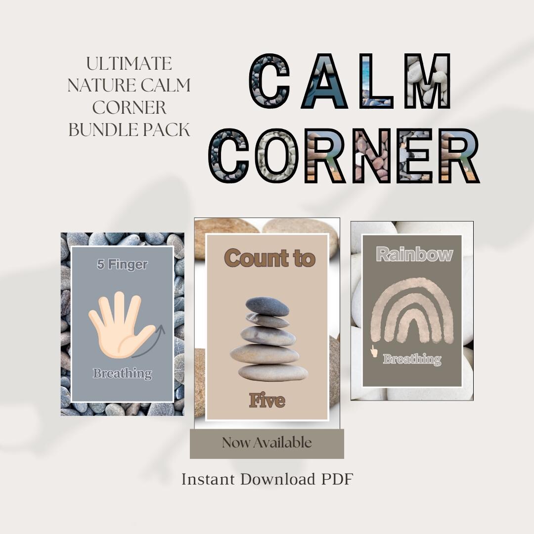 Calm Corner Bundle: Breathing Exercise Posters for Kids (digital ...