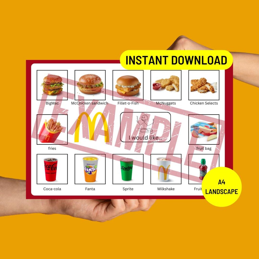 Mcdonald's Visual Menu Choosing Board - Autism & Communication Support ...