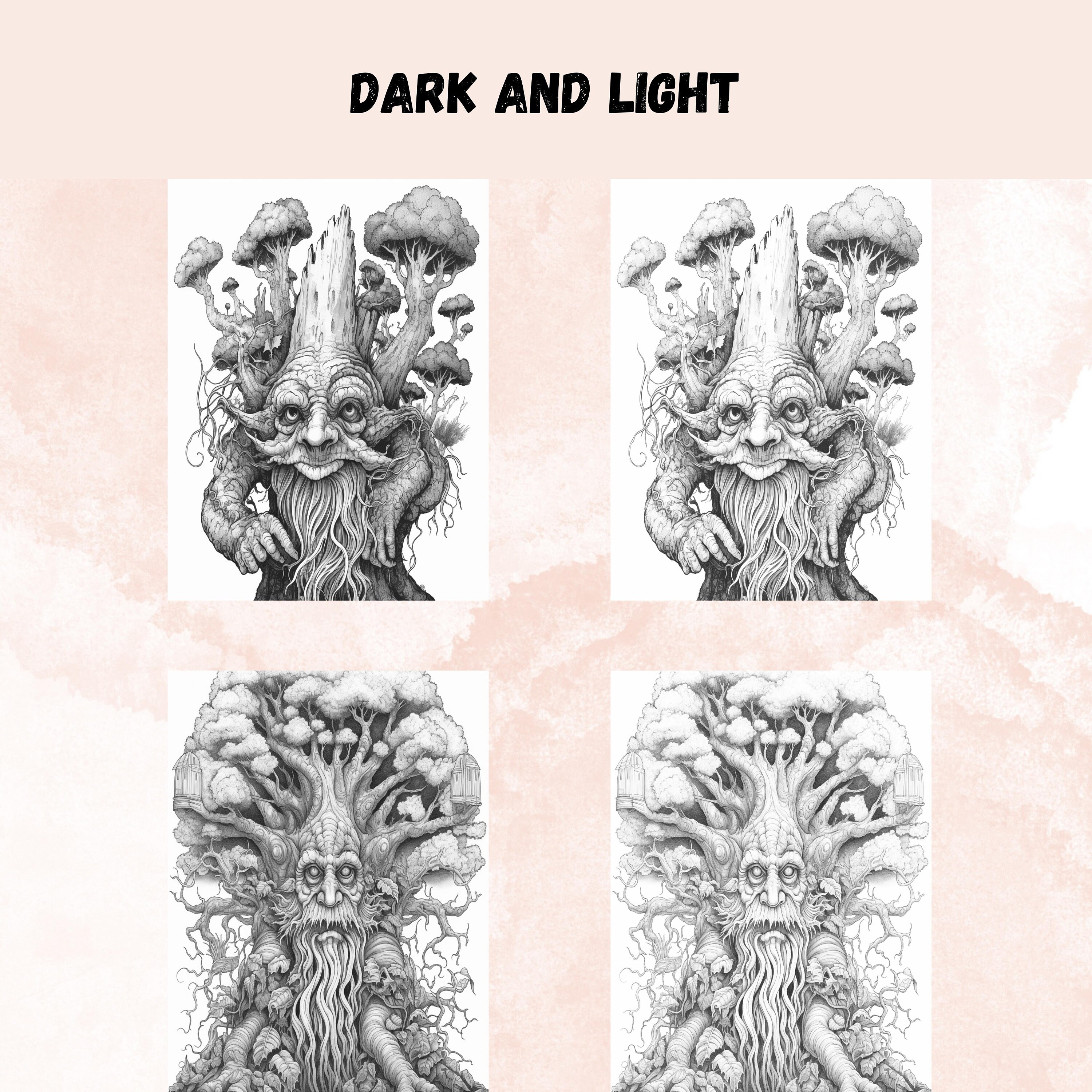 25 Tree Ent Grayscale Coloring Page, JPEG/PDF Format, Instant Download ...