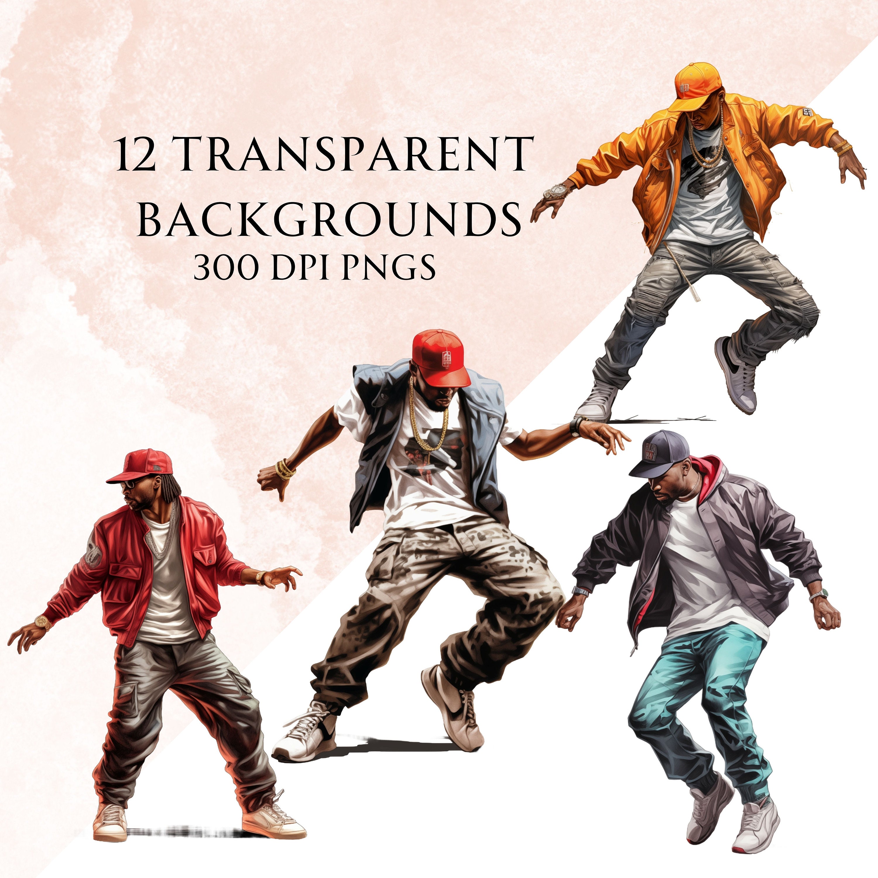 Hip Hop Men Clipart Bundle, Digital Scrapbooking Elements, Fantasy ...