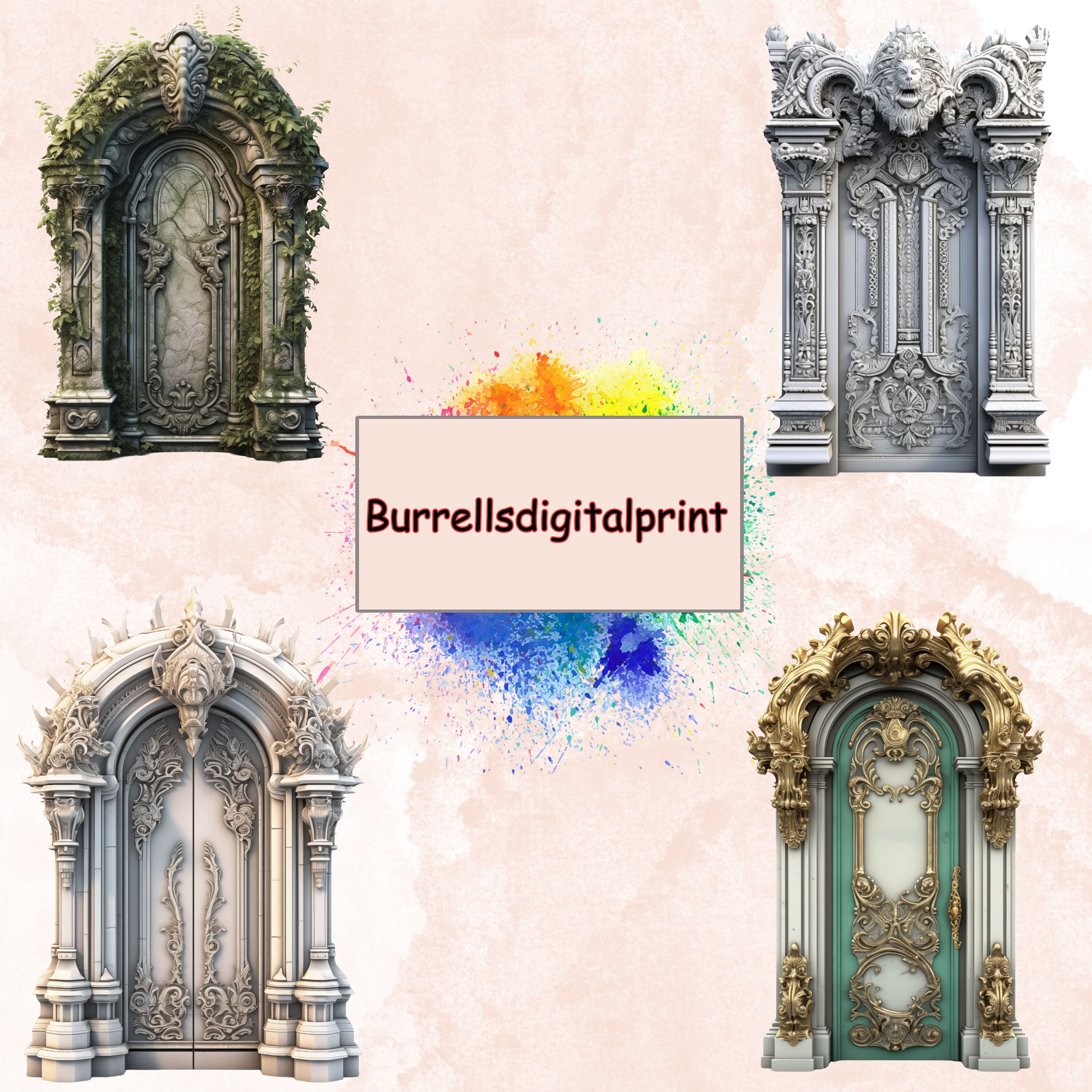 Fantasy Doors Clipart Bundle, Digital Scrapbooking Elements, Fantasy ...
