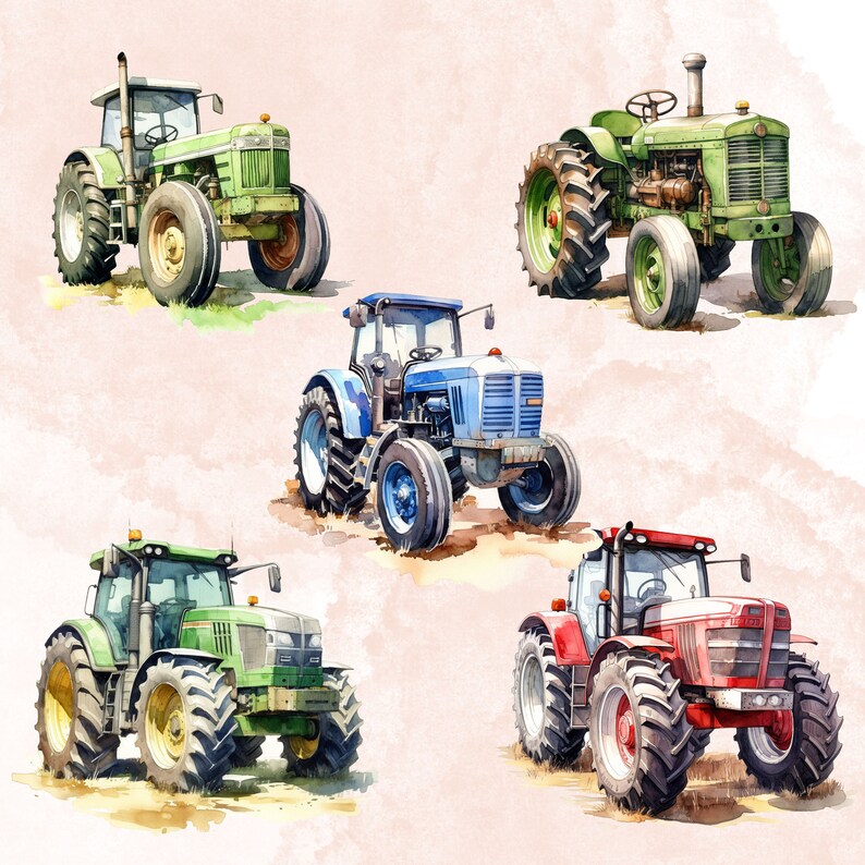 Tractor Clipart Mega Bundle, Clipart for Commercial Use, Transparent ...