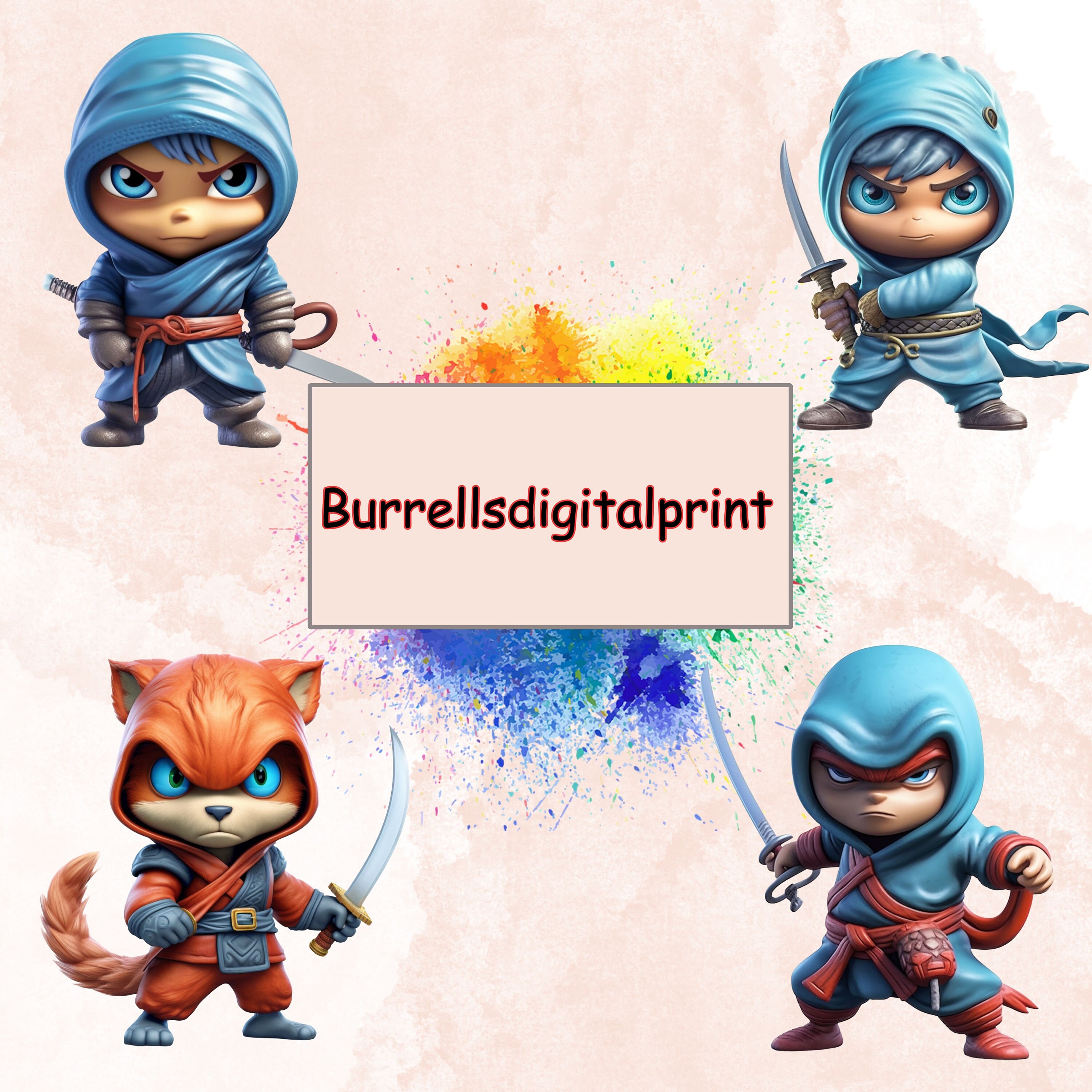 Cute Little Ninja Clipart: Kids' DIY, Decor, Party, Commercial Use, PNG ...