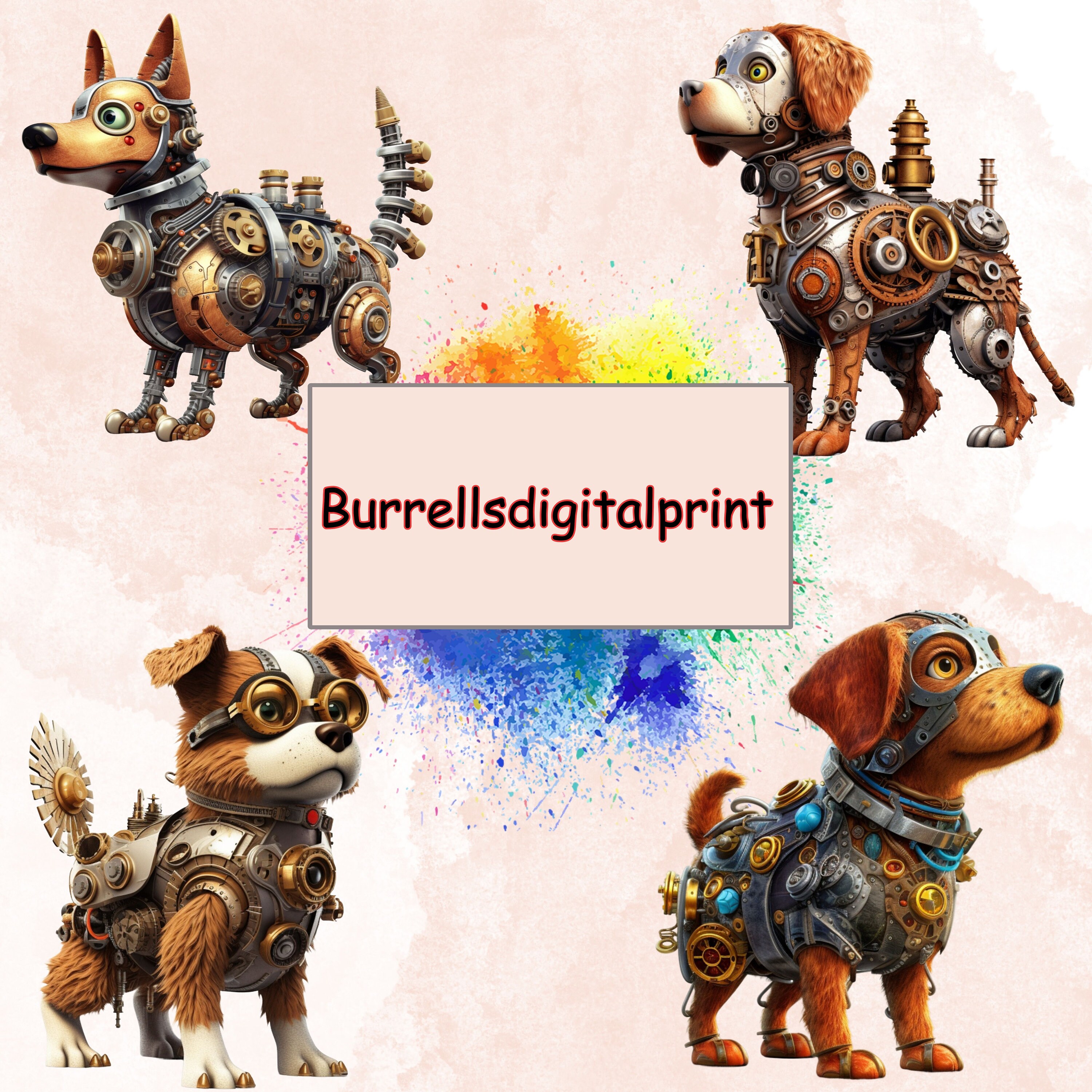 Dogs Clipart Steampunk Clipart Steampunk Dogs Clipart 3D - Etsy