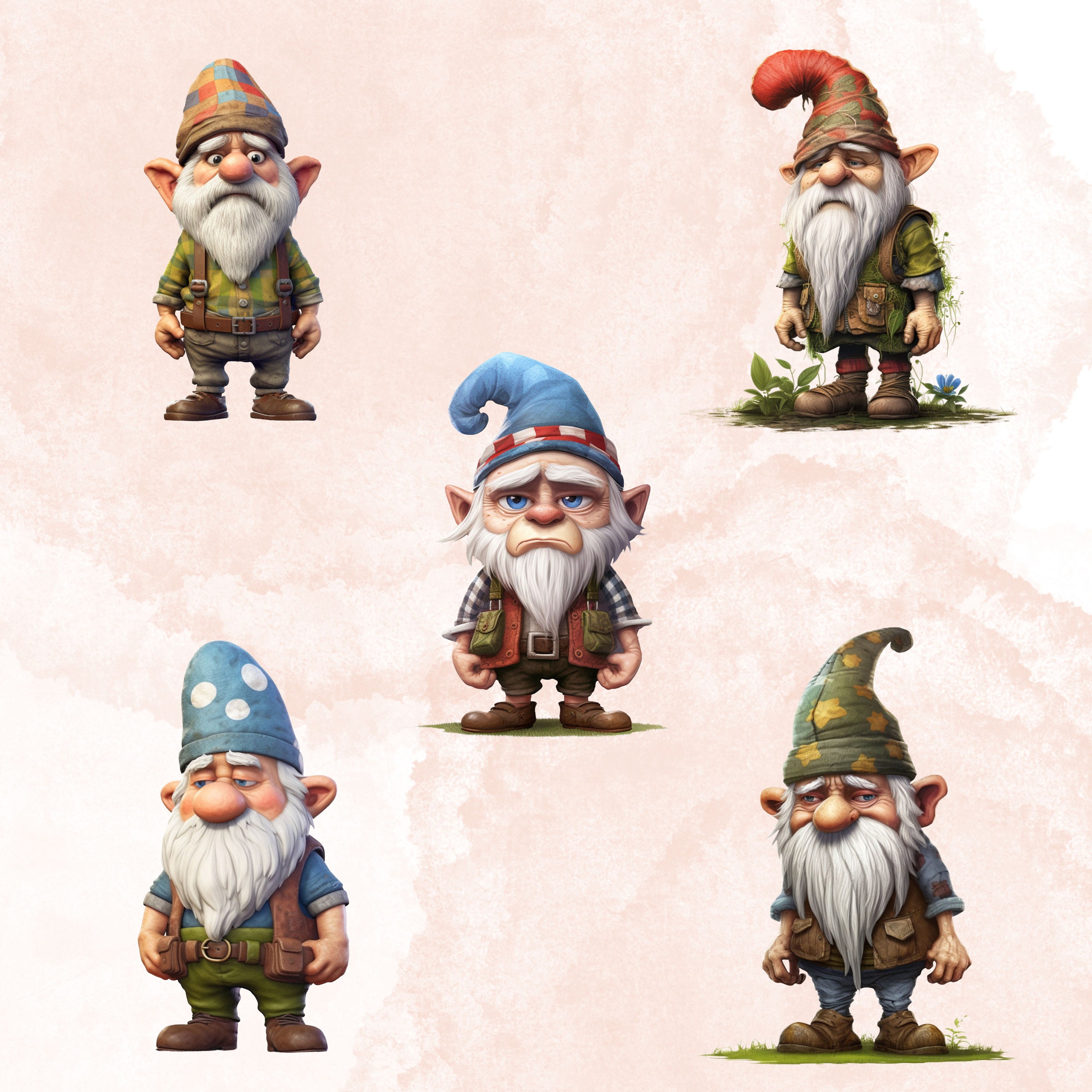 Sad Woodland Gnomes Clipart, Clipart for Commercial Use, Transparent ...