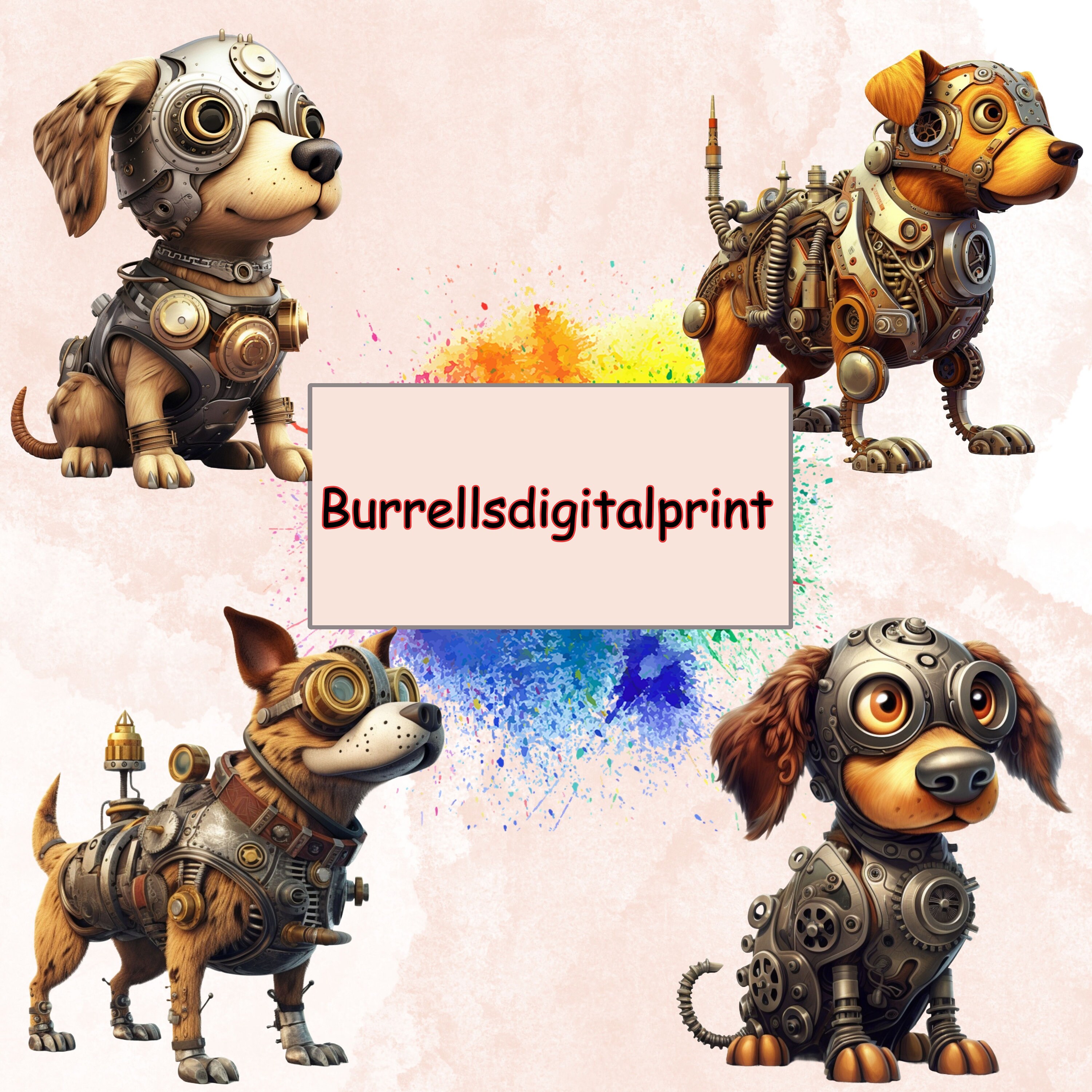Dogs Clipart Steampunk Clipart Steampunk Dogs Clipart 3D - Etsy