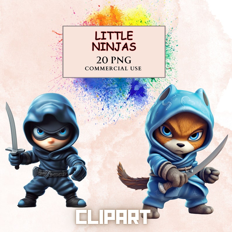 Cute Little Ninja Clipart: Kids' DIY, Decor, Party, Commercial Use, PNG ...