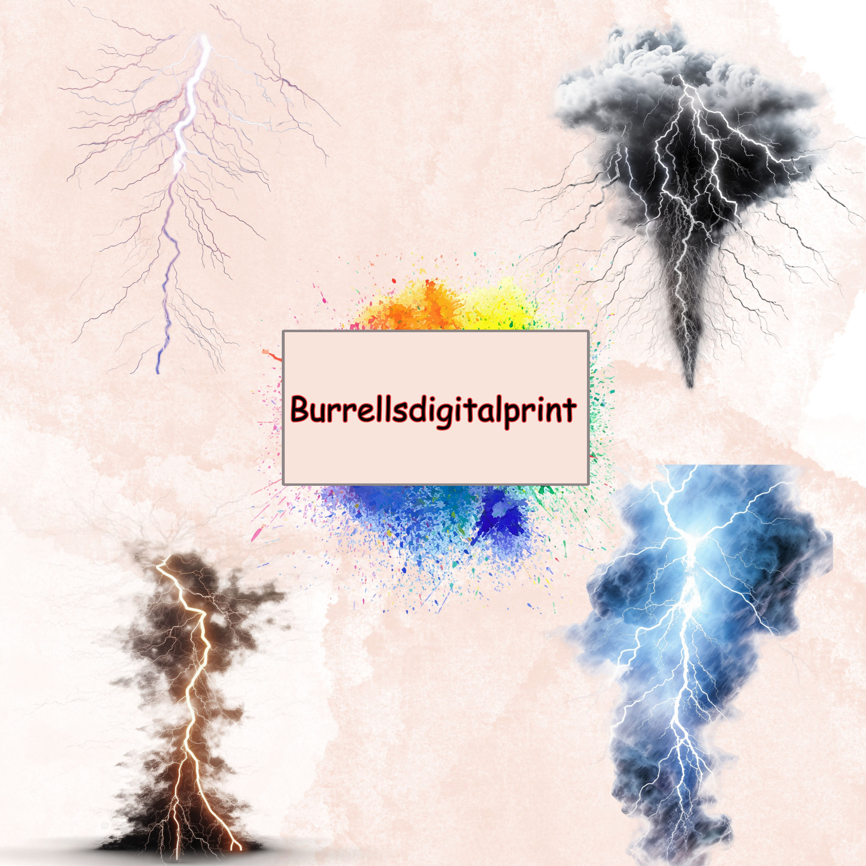 Lightning Storm Clipart Bundle, Digital Scrapbooking Elements, Fantasy ...