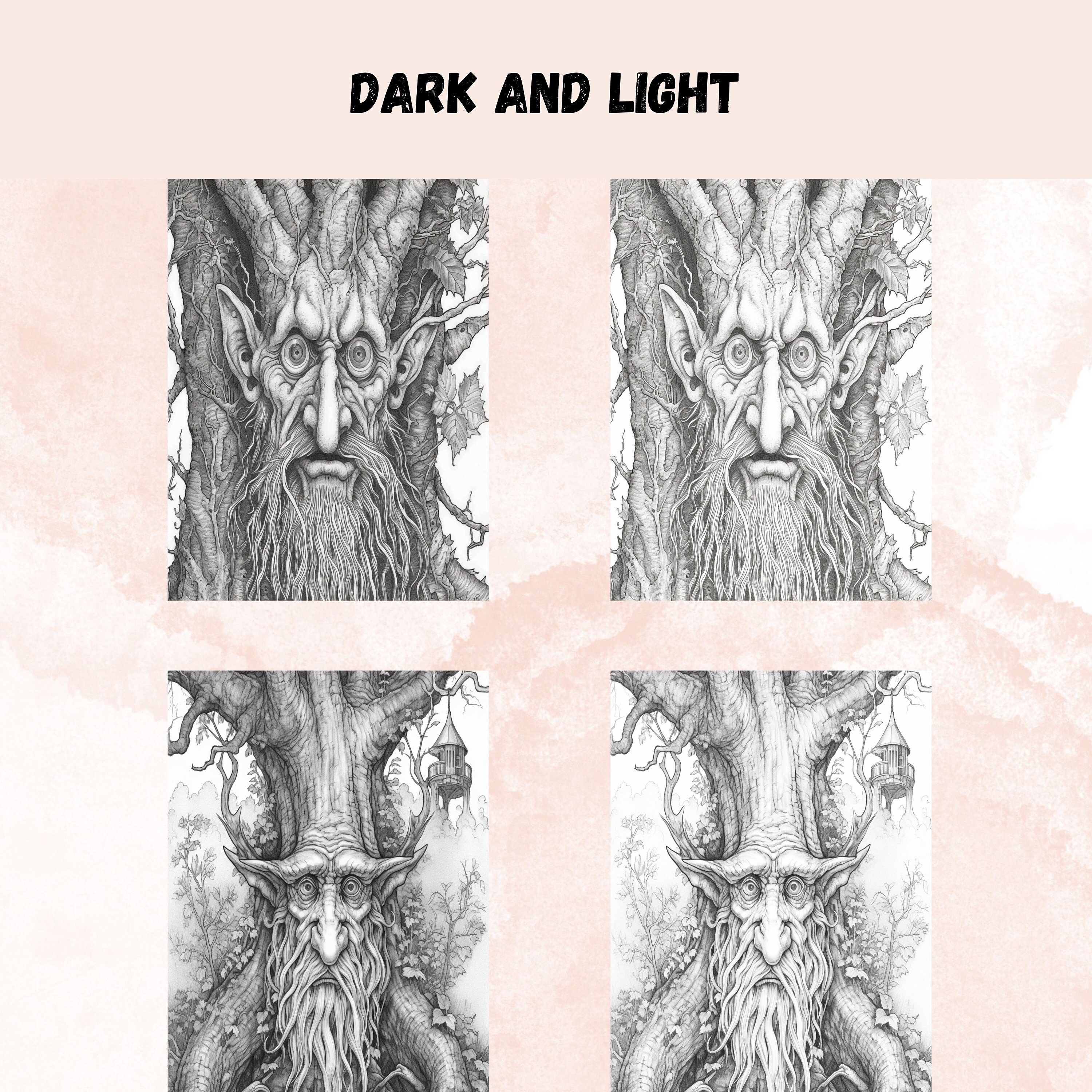 25 Tree Ent Grayscale Coloring Page, JPEG/PDF Format, Instant Download ...
