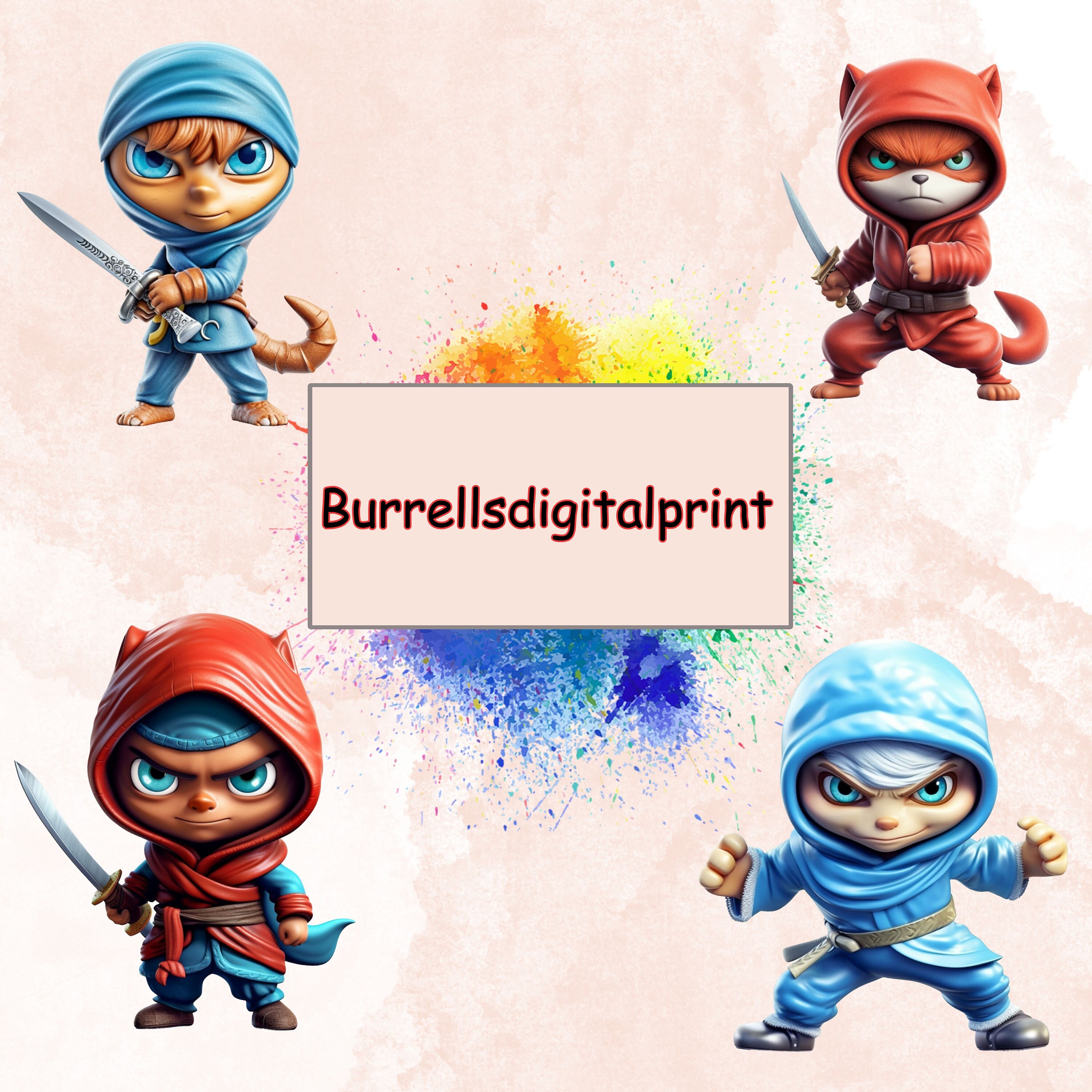Cute Little Ninja Clipart: Kids' DIY, Decor, Party, Commercial Use, PNG ...