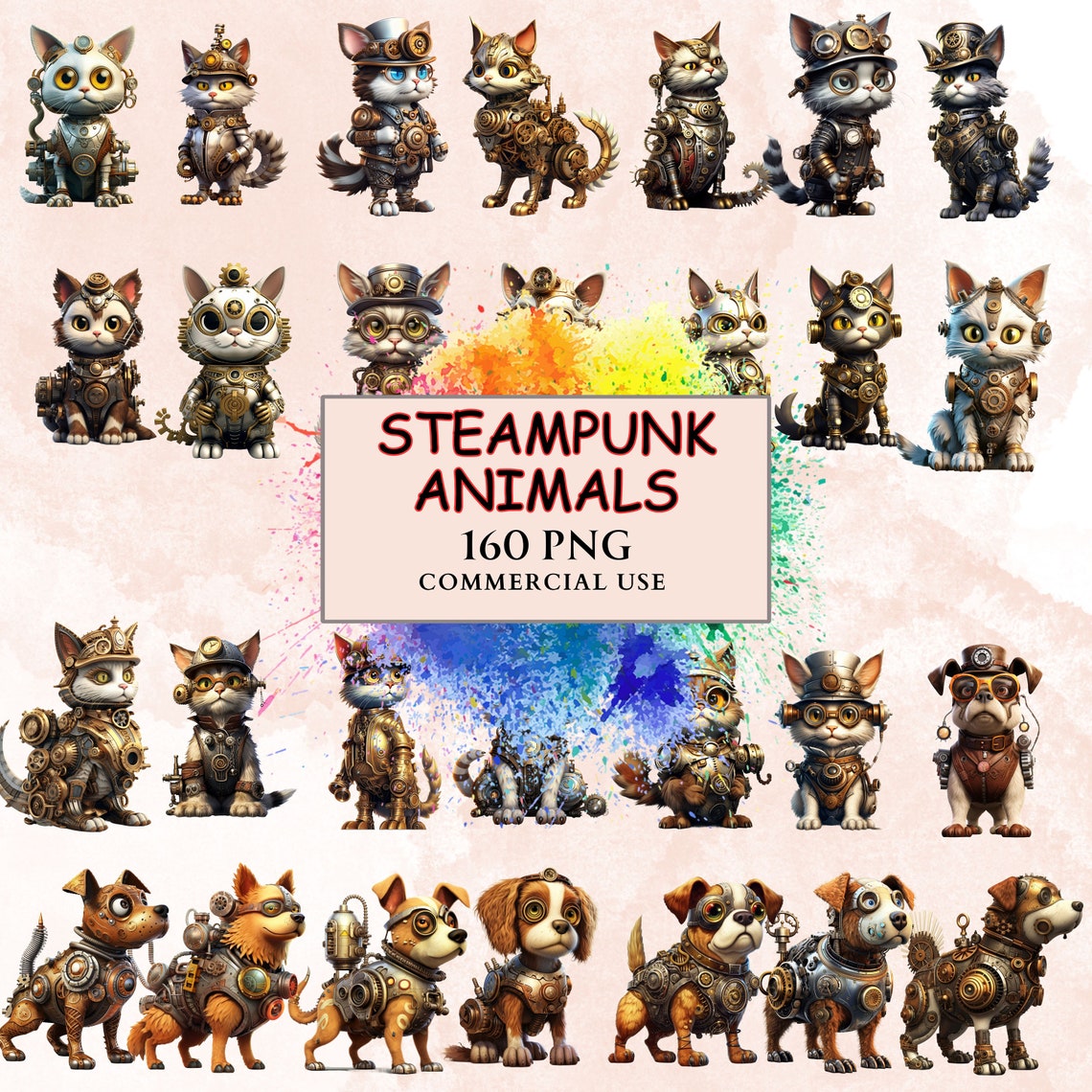 Animal Clipart Bundle Steampunk Bundle Steampunk Animal - Etsy
