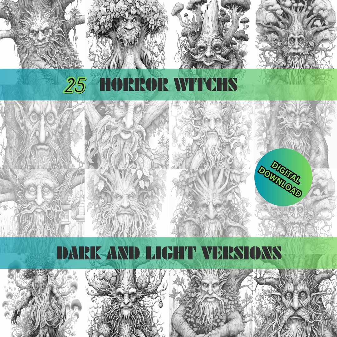 25 Tree Ent Grayscale Coloring Page, JPEG/PDF Format, Instant Download ...