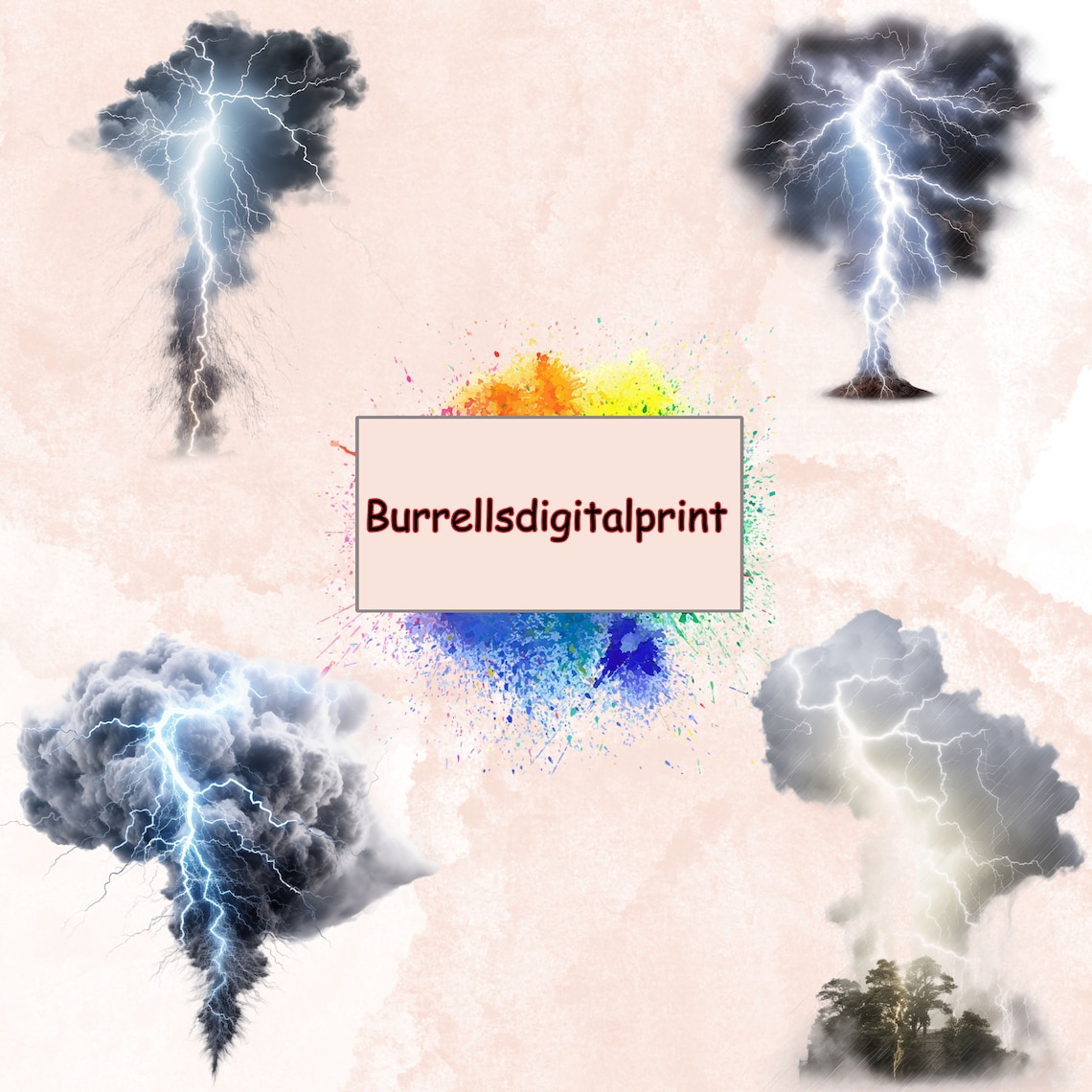 Lightning Storm Clipart Bundle, Digital Scrapbooking Elements, Fantasy ...