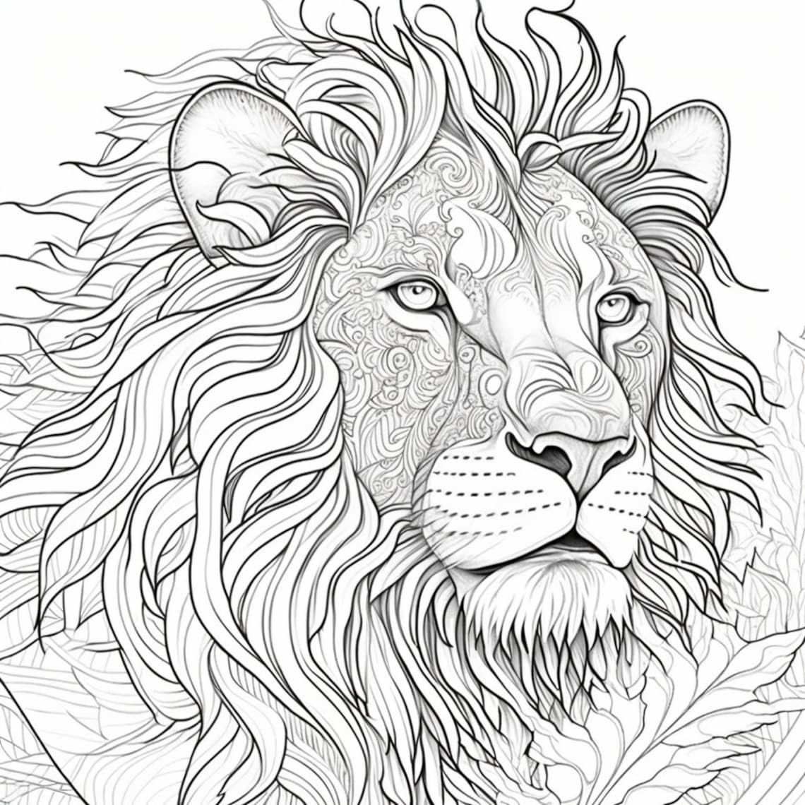 12 Intricate Lion Face Coloring Pages: Adult Coloring Page - Etsy
