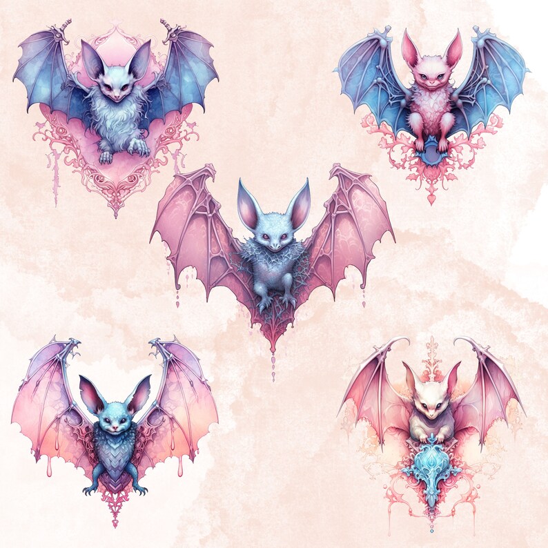 Pastel Bats Clipart Bundle Clipart for Commercial Use - Etsy