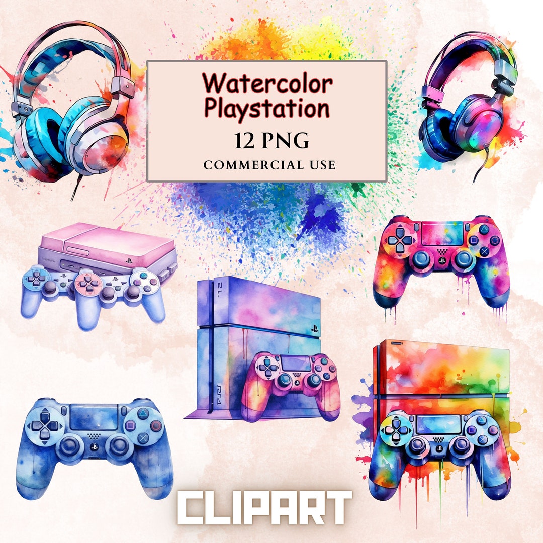 Watercolor Playstation Clipart PNG Bundle Watercolor Digital - Etsy