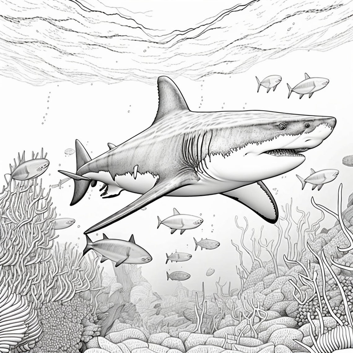 Realistic Shark Coloring Pages for Adults 20 Images - Etsy