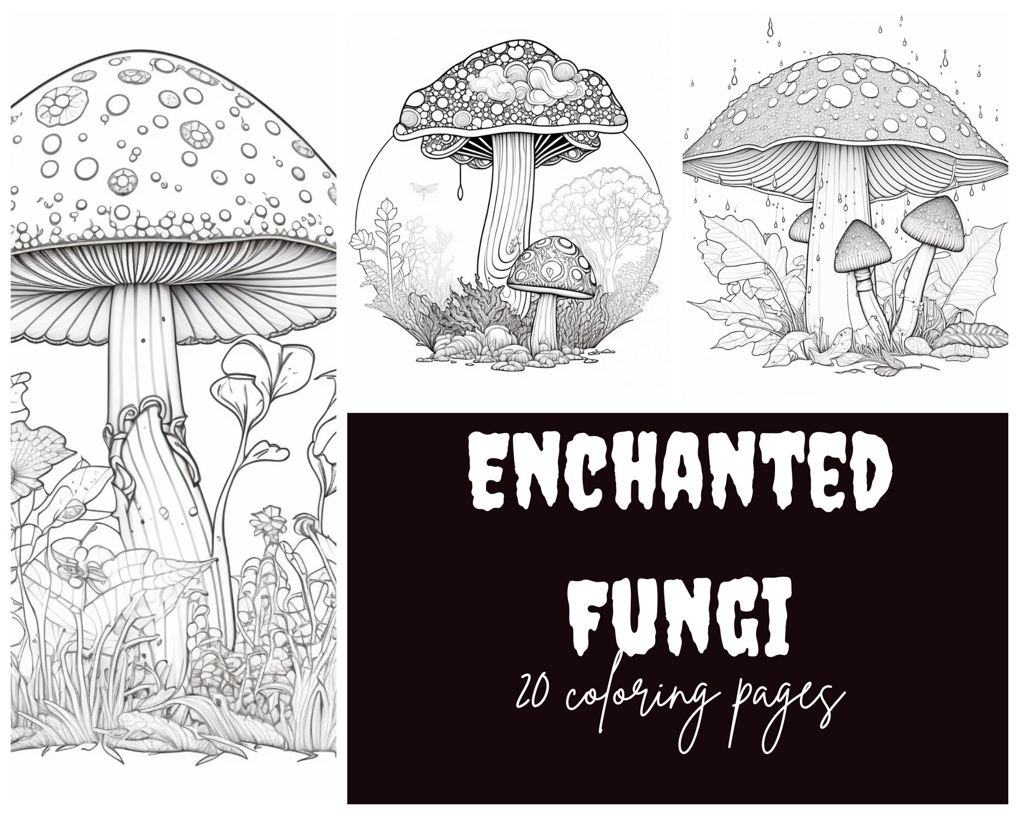 20 Enchanted Fungi: A Fantasy Mushroom Coloring Pages for Adults - Etsy