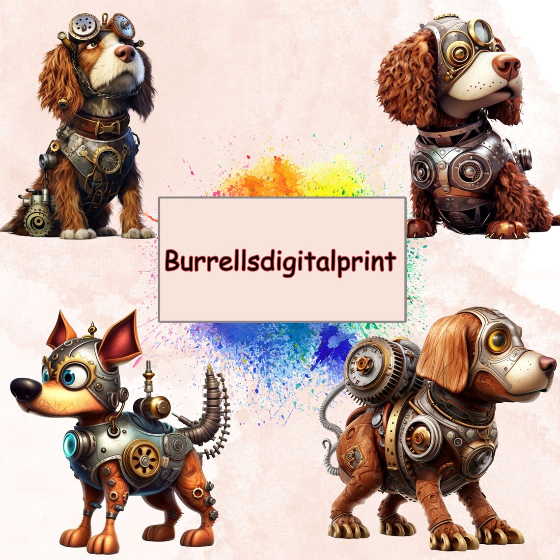 Dogs Clipart Steampunk Clipart Steampunk Dogs Clipart 3D - Etsy