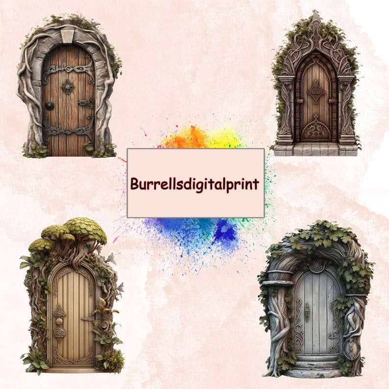 Fairy Doors Clipart Bundle, Digital Scrapbooking Elements, Fantasy ...