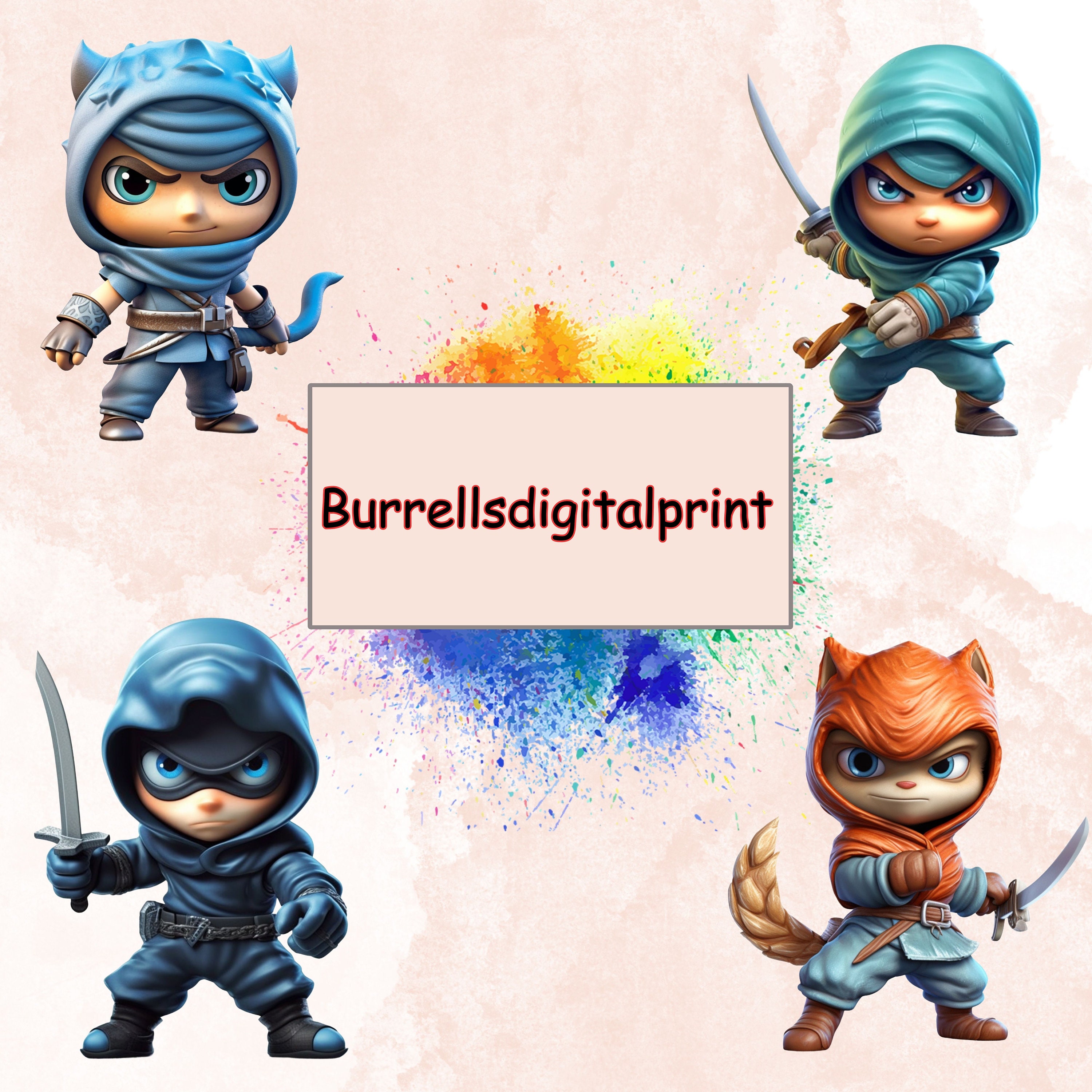 Cute Little Ninja Clipart: Kids' DIY, Decor, Party, Commercial Use, PNG ...