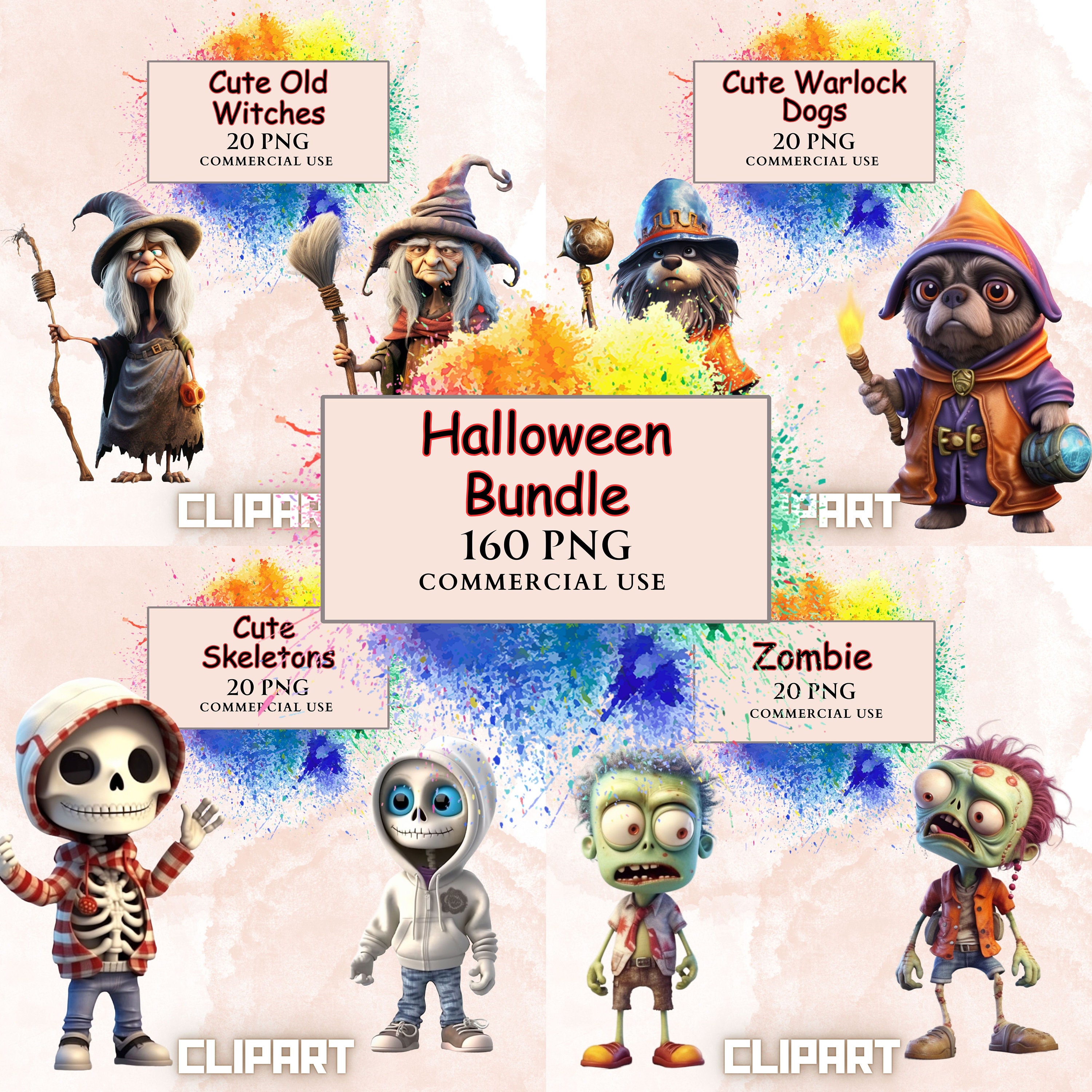 Halloween Bundle Clipart, Halloween Clipart, Cartoon Clipart, Kids ...