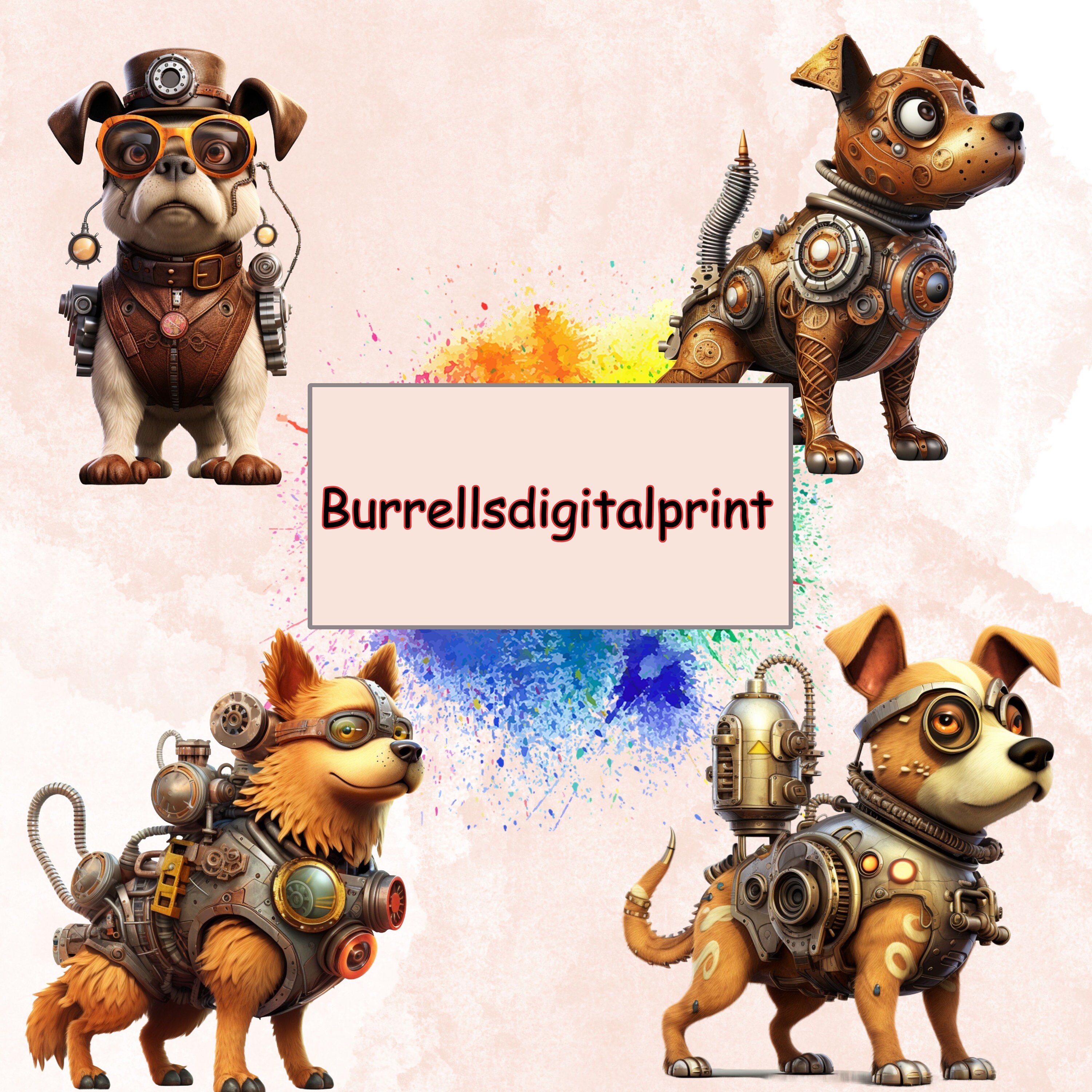 Dogs Clipart Steampunk Clipart Steampunk Dogs Clipart 3D - Etsy