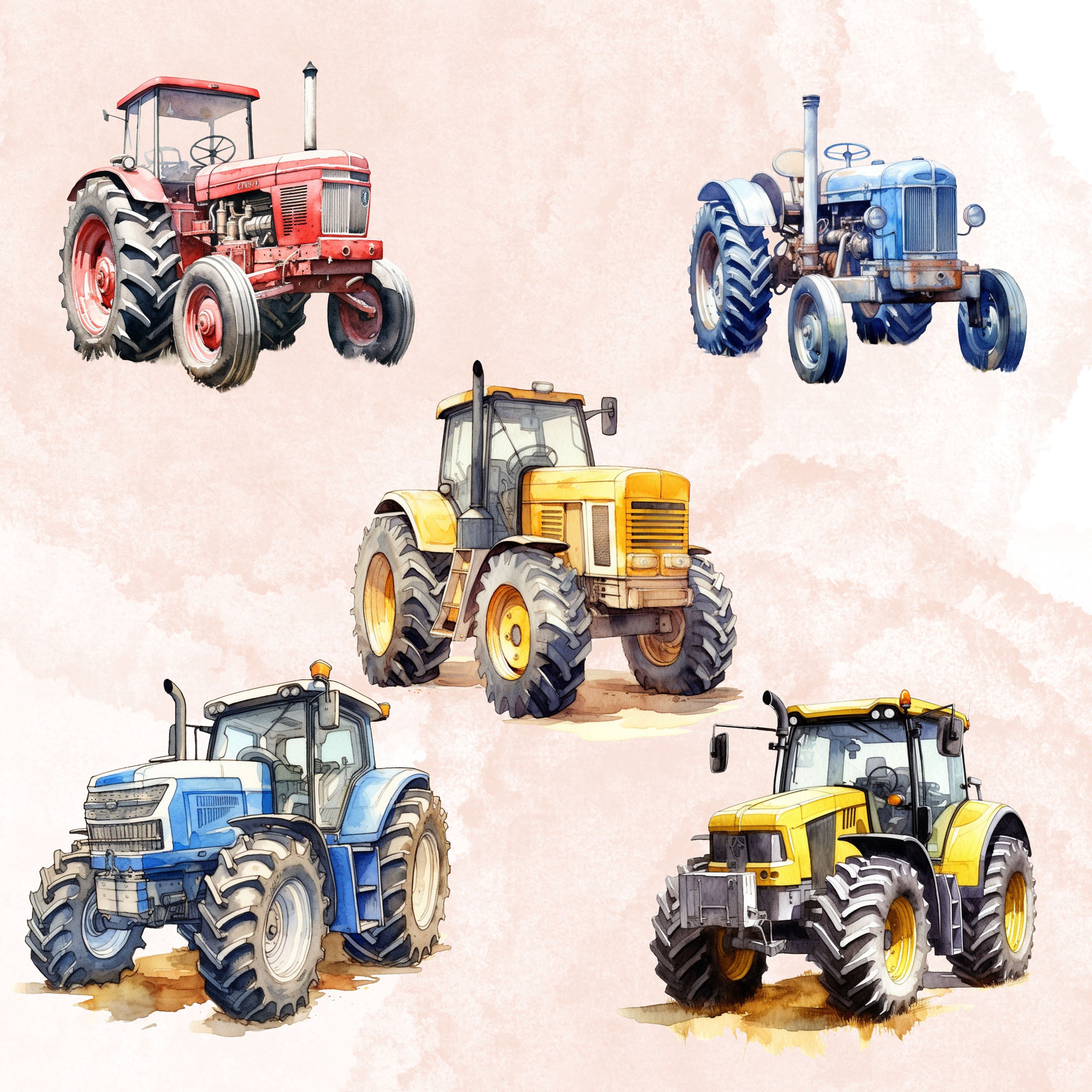 Tractor Clipart Mega Bundle, Clipart for Commercial Use, Transparent ...