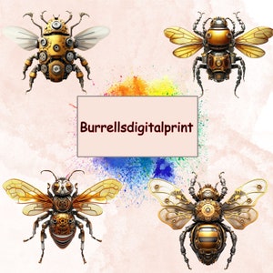 Bee Clipart, Steampunk Bee Clipart, Bee Clipart, Commercial Use, Transparent Pngs, Fantasy ...
