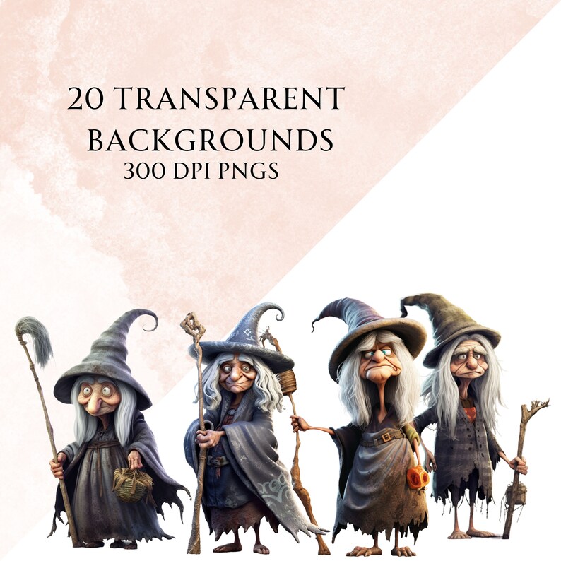 Witch Clipart, Cute Old Witches Pngs, Transparent Pngs, Commercial Use ...