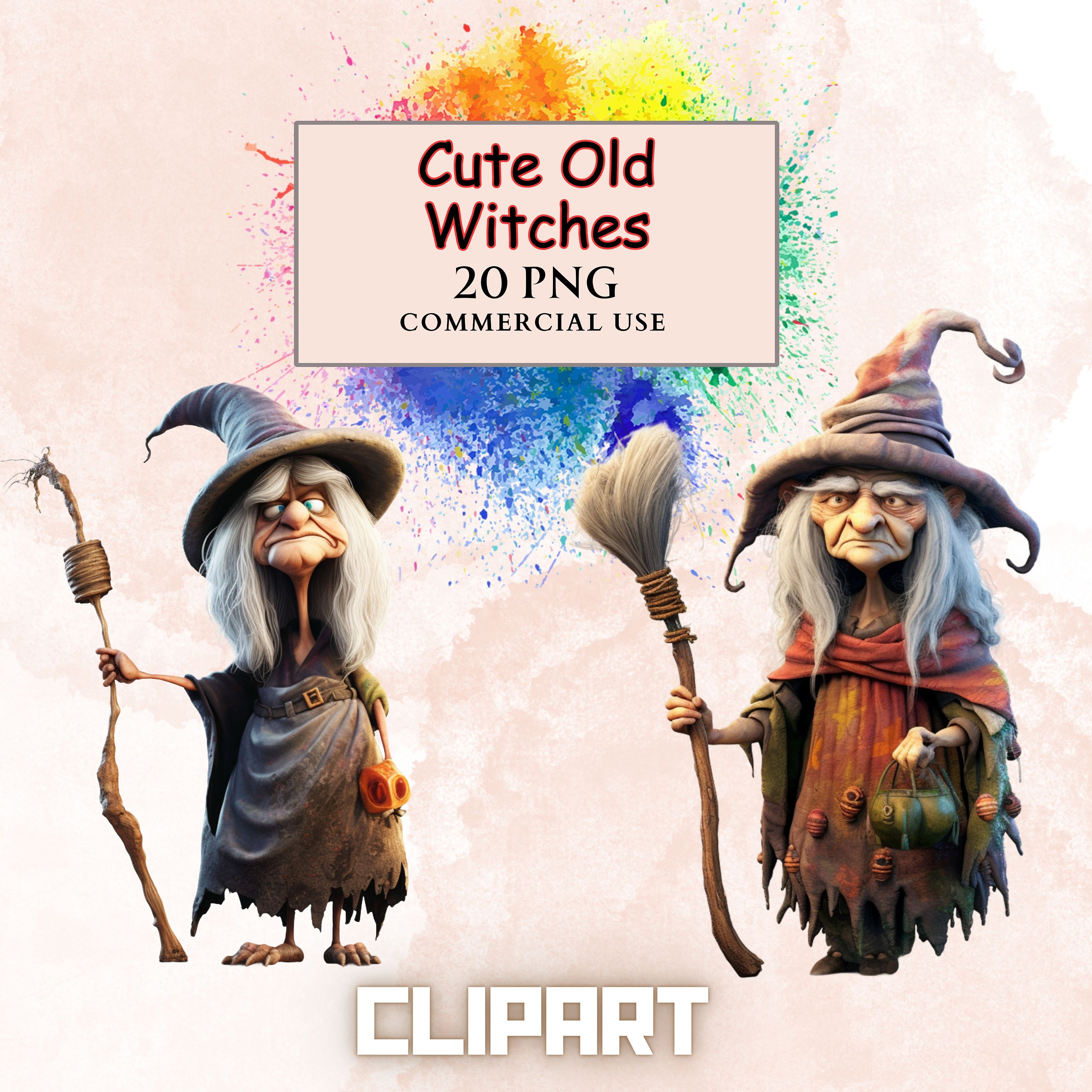 Witch Clipart, Cute Old Witches Pngs, Transparent Pngs, Commercial Use ...