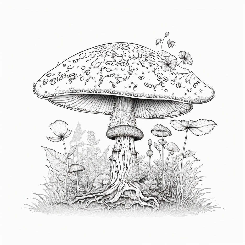20 Enchanted Fungi: A Fantasy Mushroom Coloring Pages for Adults - Etsy