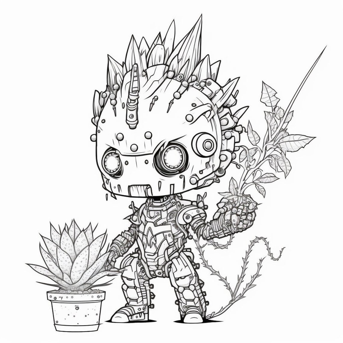 12 Pack Stress Relief Coloring Page, Cyber Punk Adorable Monster ...