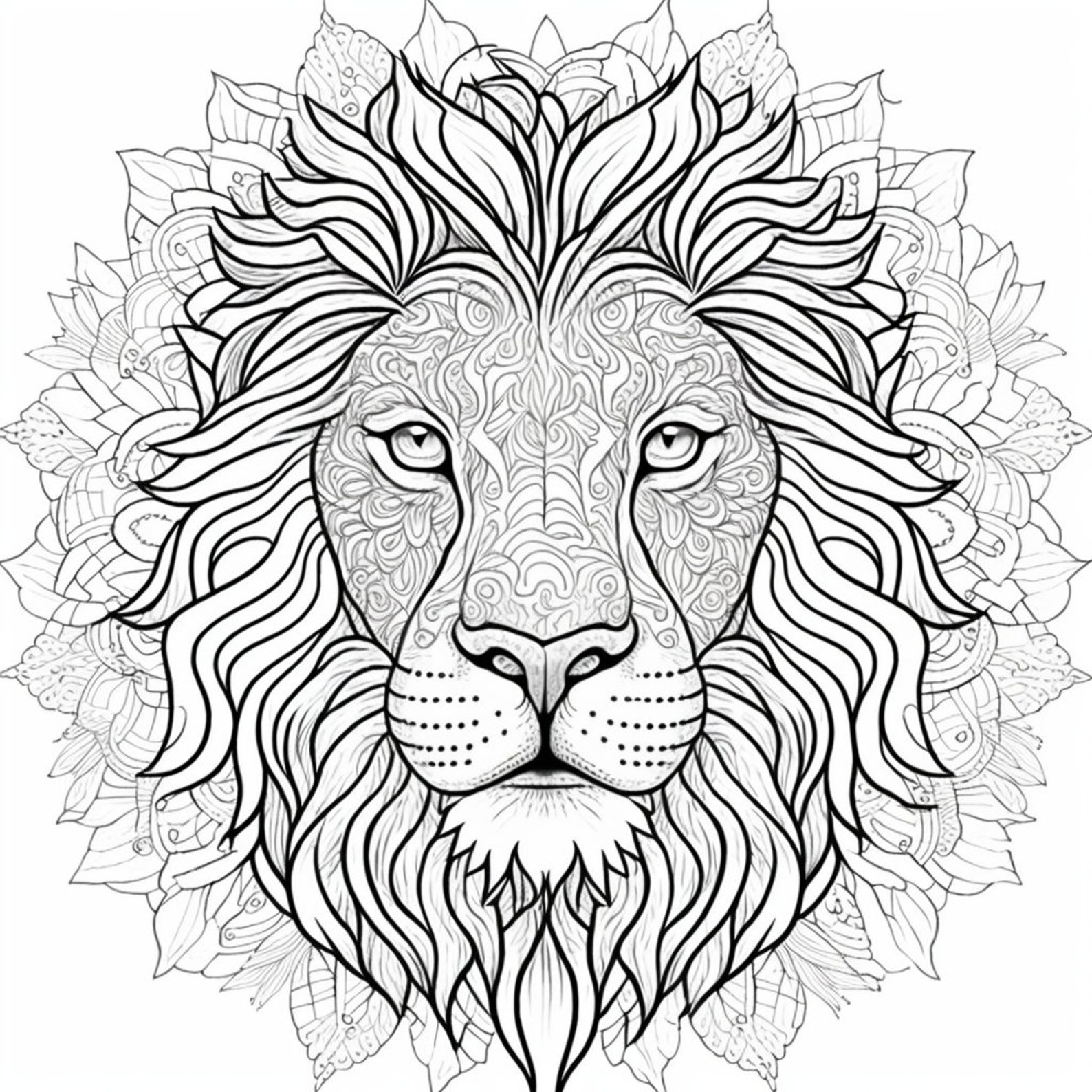 12 Intricate Lion Face Coloring Pages: Adult Coloring Page - Etsy