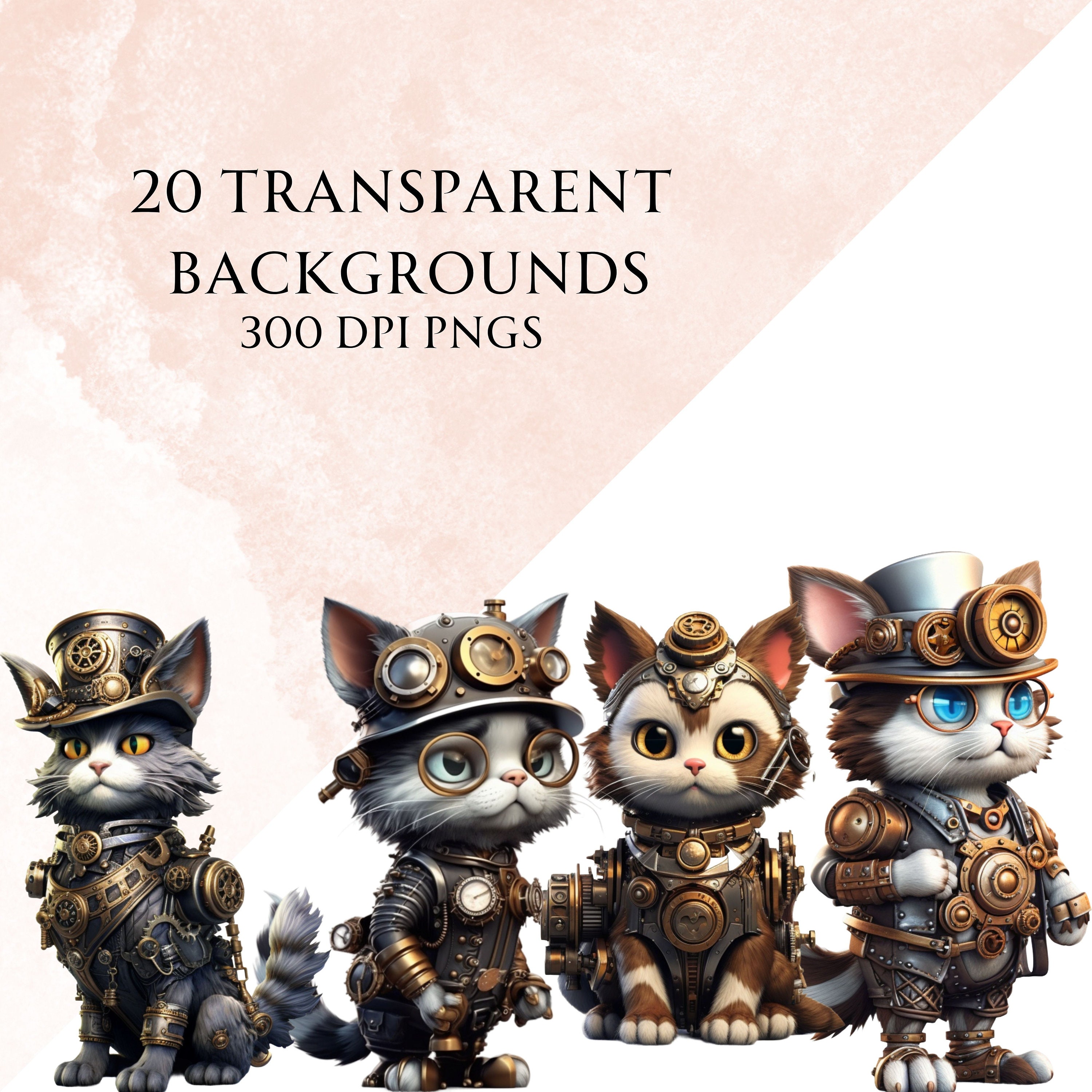 Cats Clipart Steampunk Clipart Steampunk Cats Clipart 3D - Etsy