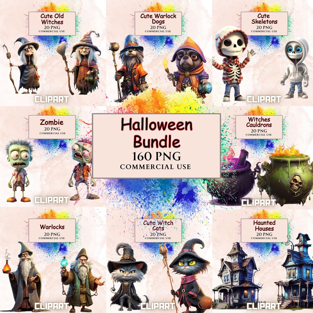 Halloween Bundle Clipart, Halloween Clipart, Cartoon Clipart, Kids ...