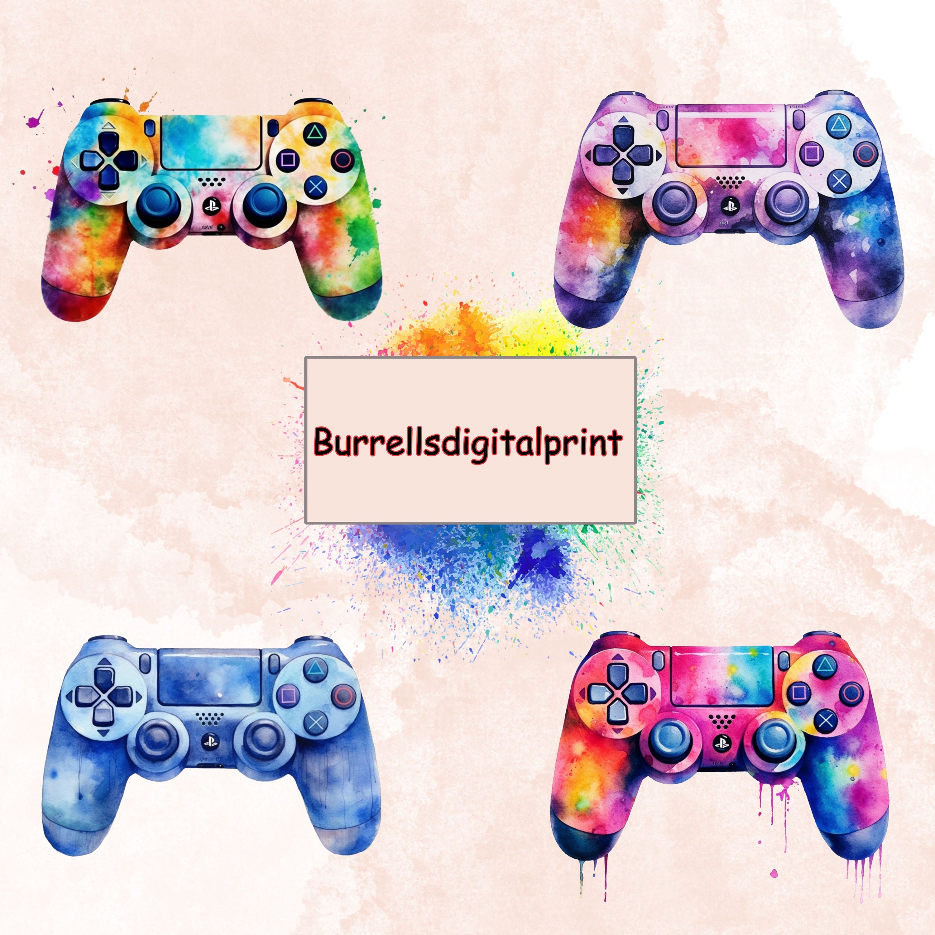 Watercolor Playstation Clipart PNG Bundle Watercolor Digital - Etsy
