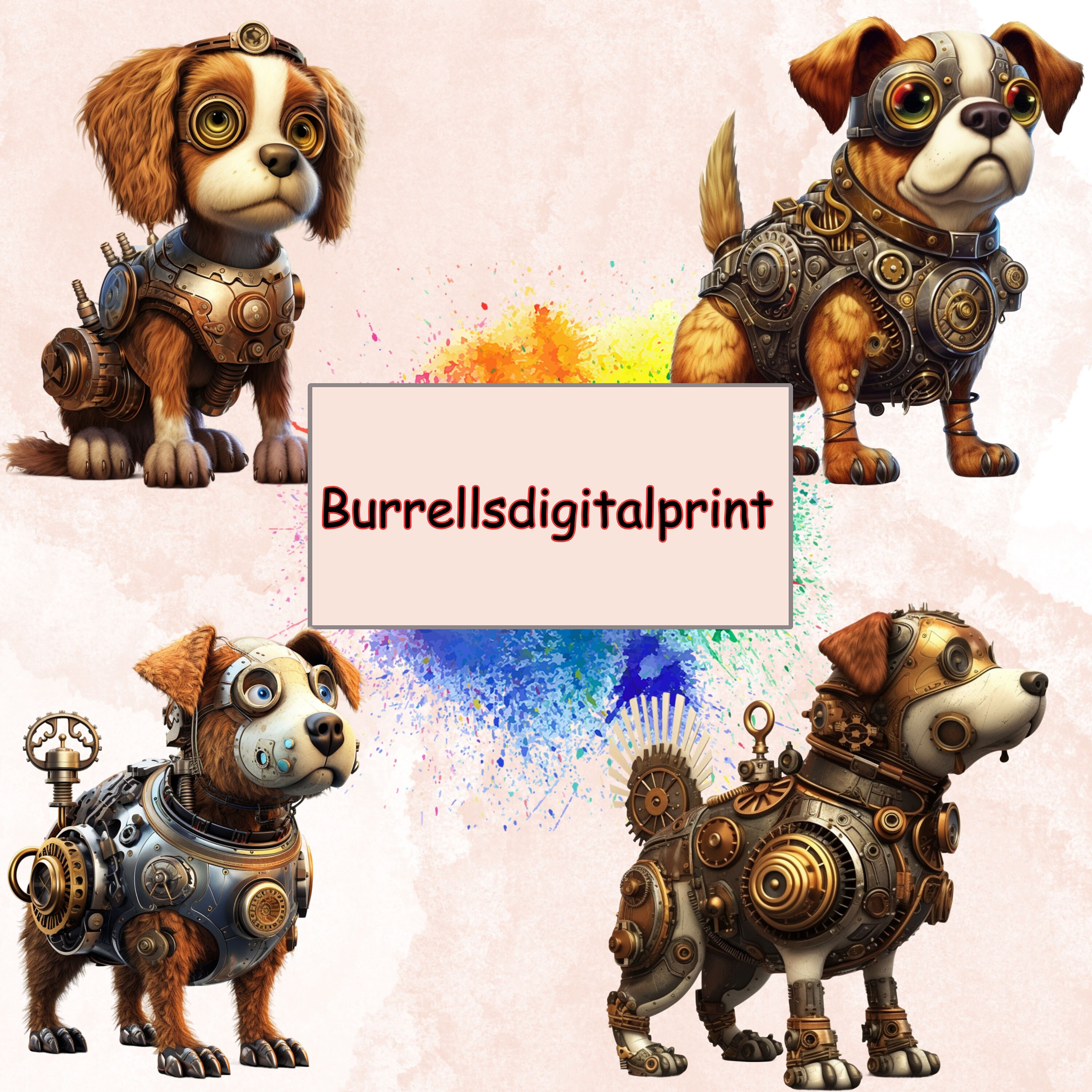 Dogs Clipart Steampunk Clipart Steampunk Dogs Clipart 3D - Etsy